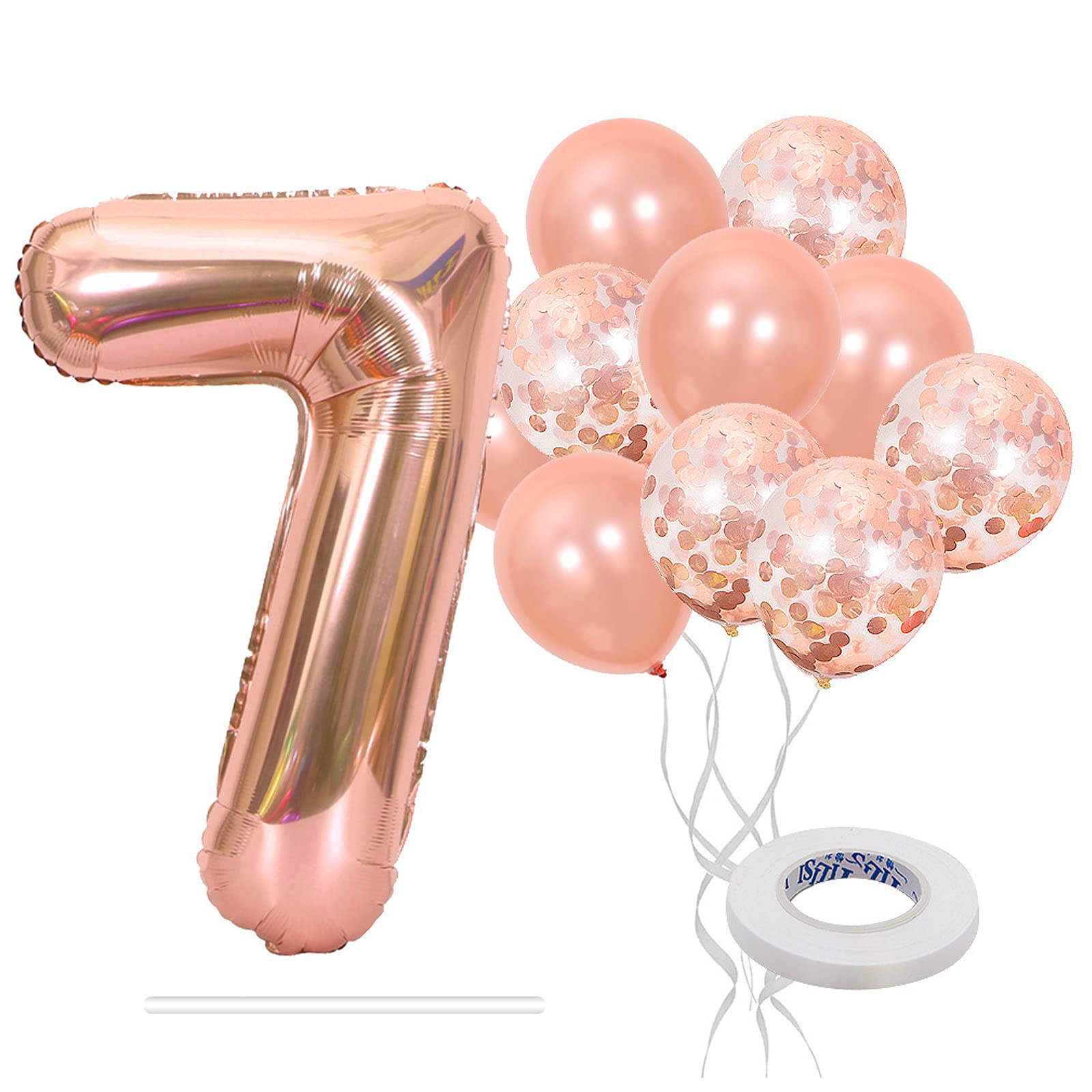 Buy 40In Giant Digital Number 7 Balloon Rose Gold - 7th Birthday ...