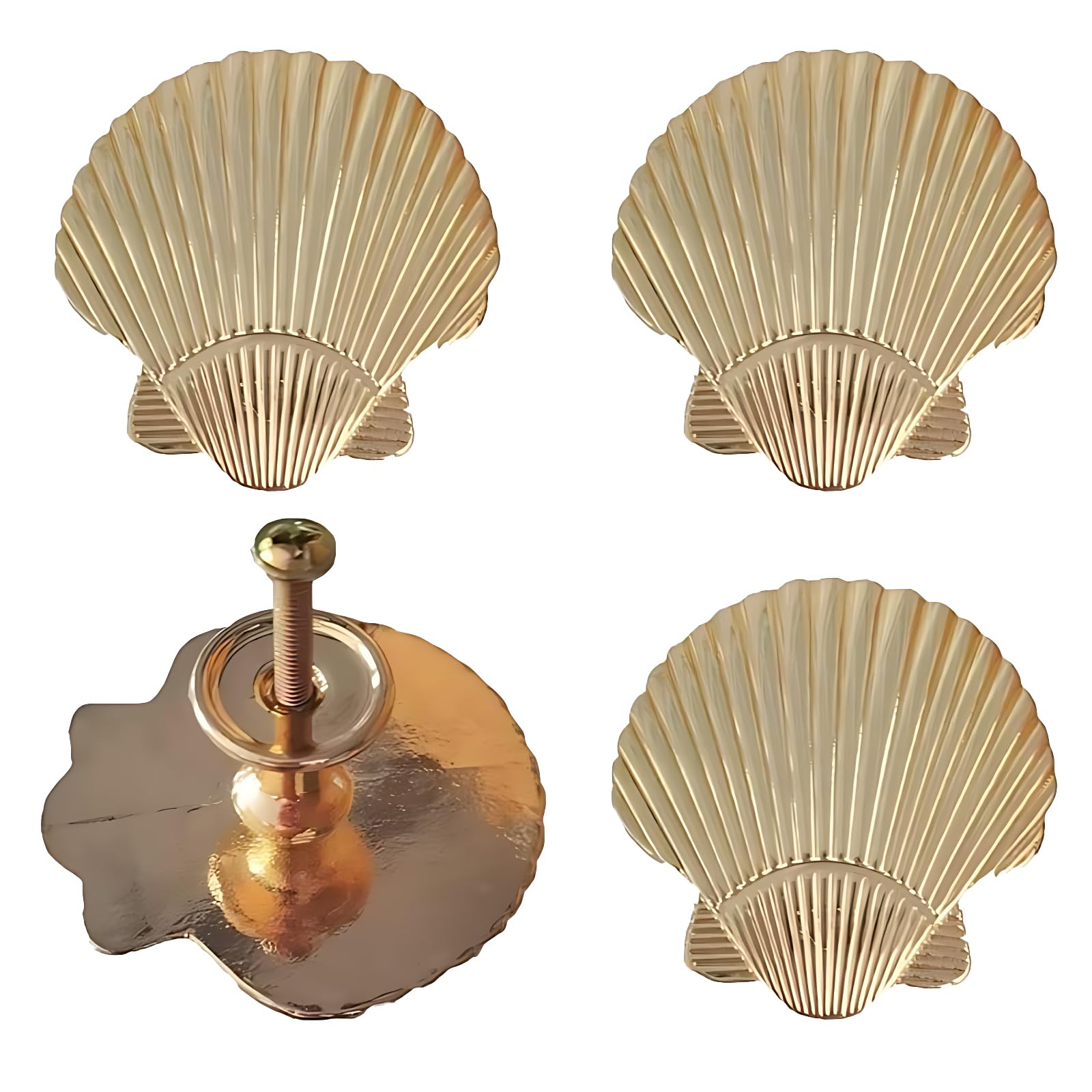 Natrspax Seashell Cabinet Knobs, Gold Cabinet Knobs, Coastal Drawer ...