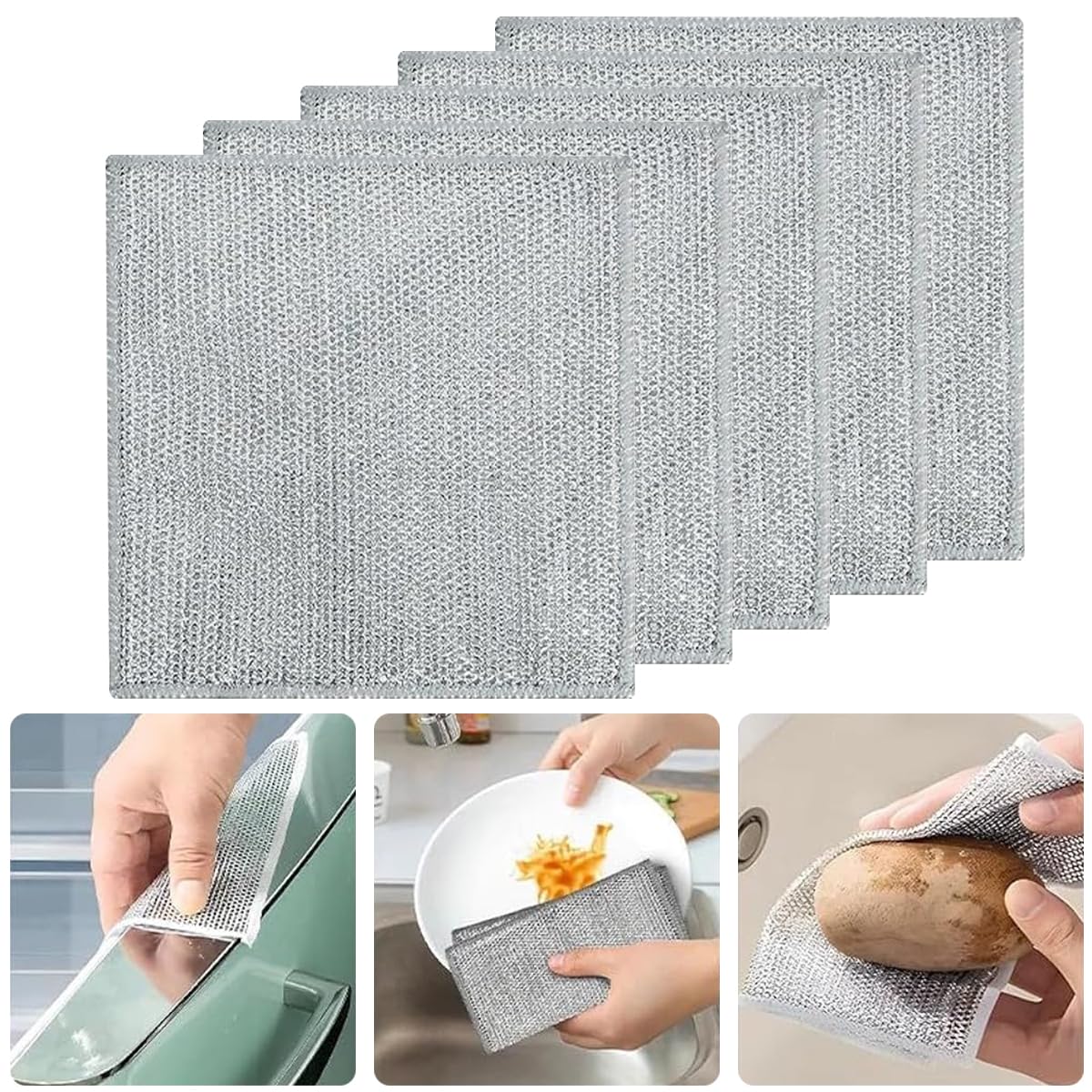 Zibuyu® Non Scratch Dish Wash Cloth Soft Metal Mesh Scrubber ...