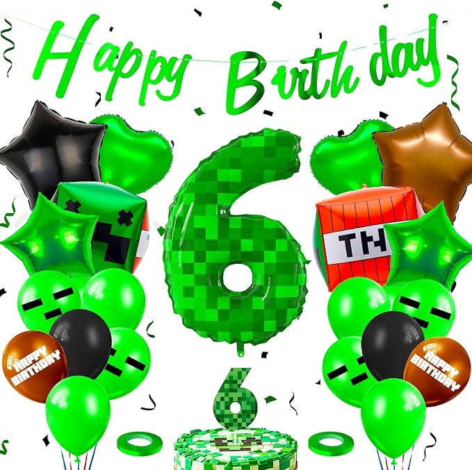 Amazon.com: Pixel Mining Party Balloons Miner TNT Theme Birthday ...