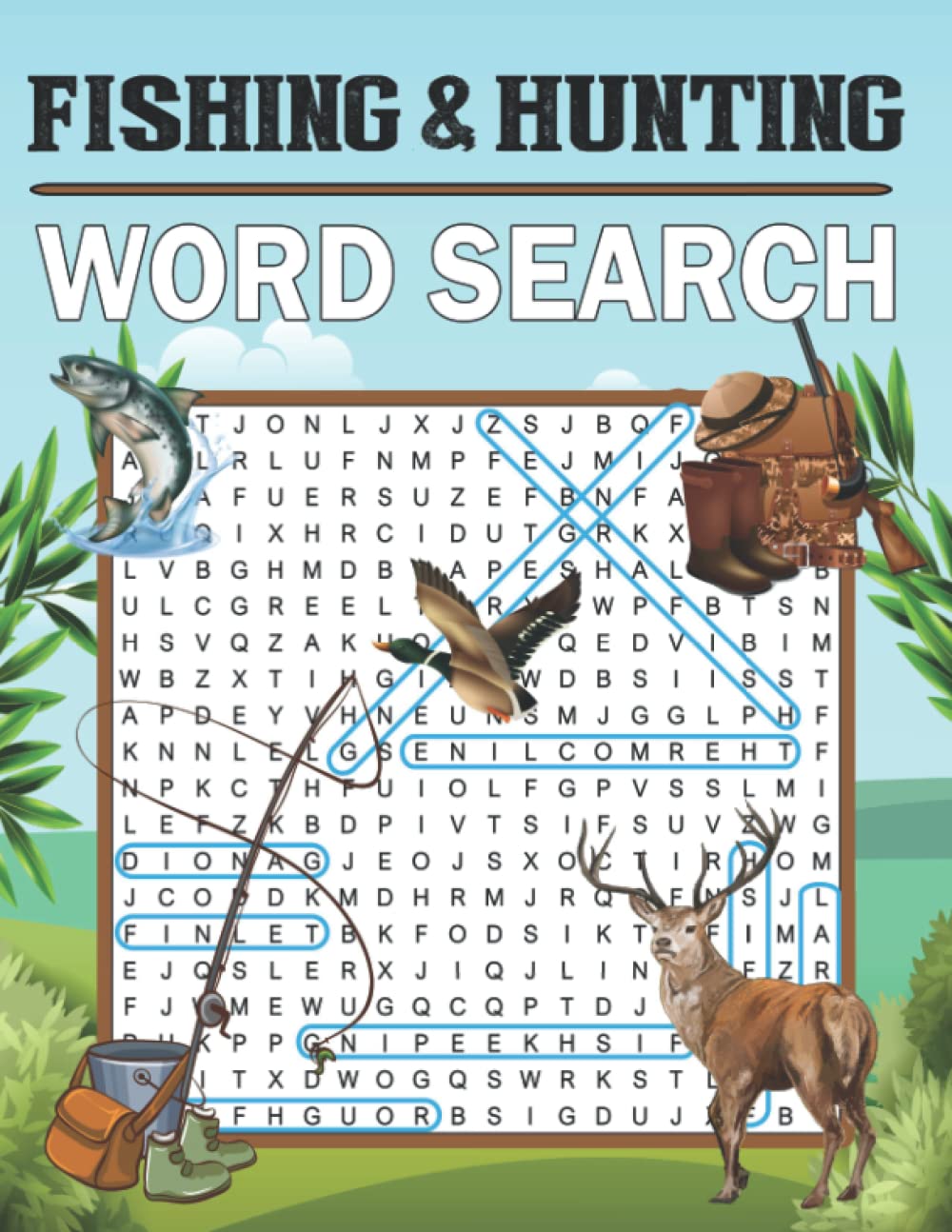 Fishing And Hunting Word Search: Word Search Large Print Puzzle Books ...