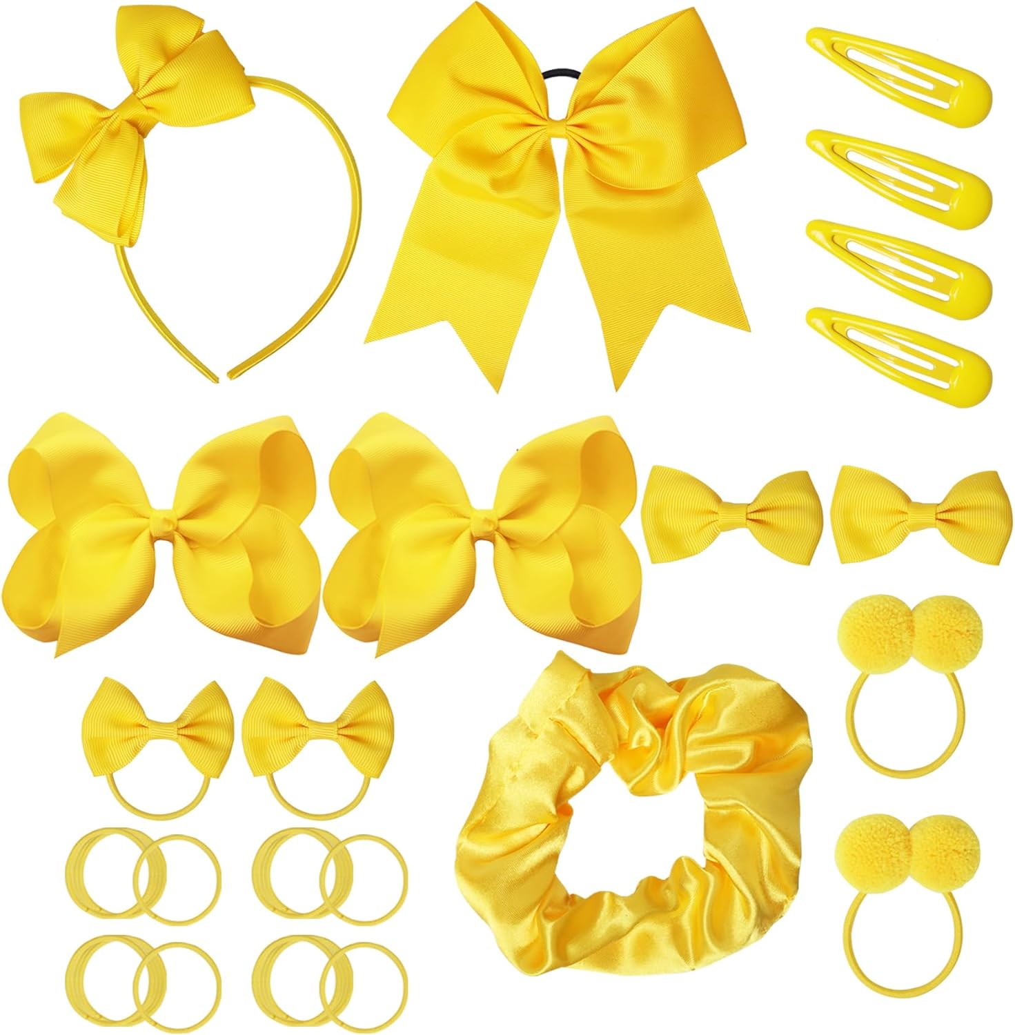45Pcs Yellow School Girls Hair Accessories Kit Yellow Bow Headband Hair ...