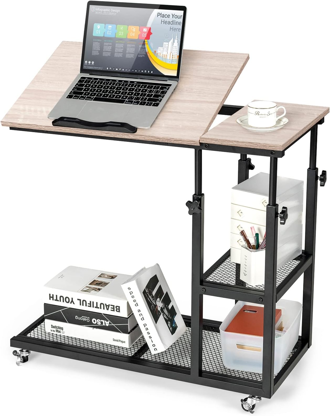 Amazon.com: Hadulcet C Shaped Side Table Adjustable, Height Adjustable ...