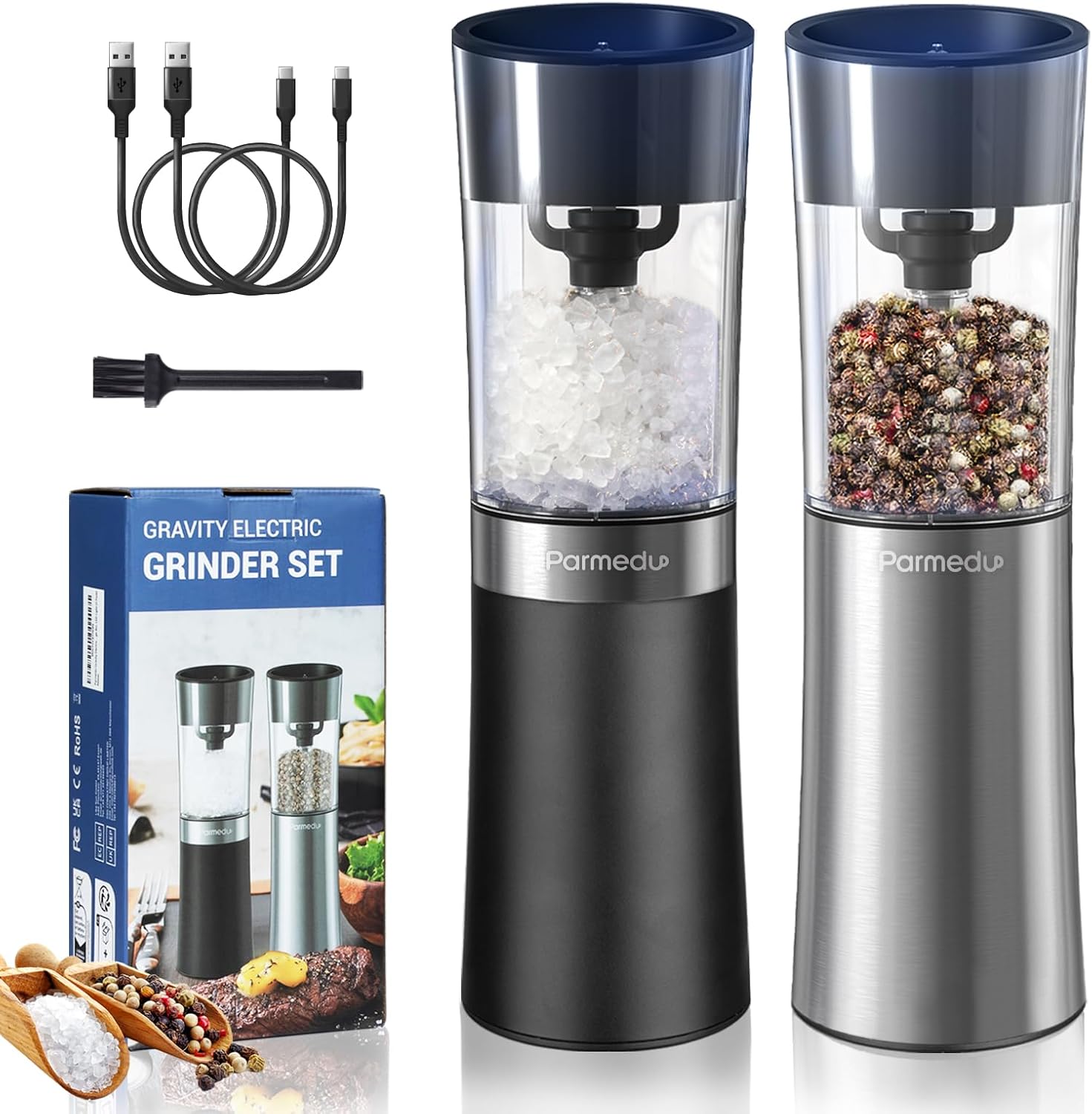 Gravity Electric Salt and Pepper Grinder Set: Automatic Salt and Pepper Grinder Set, USB ...
