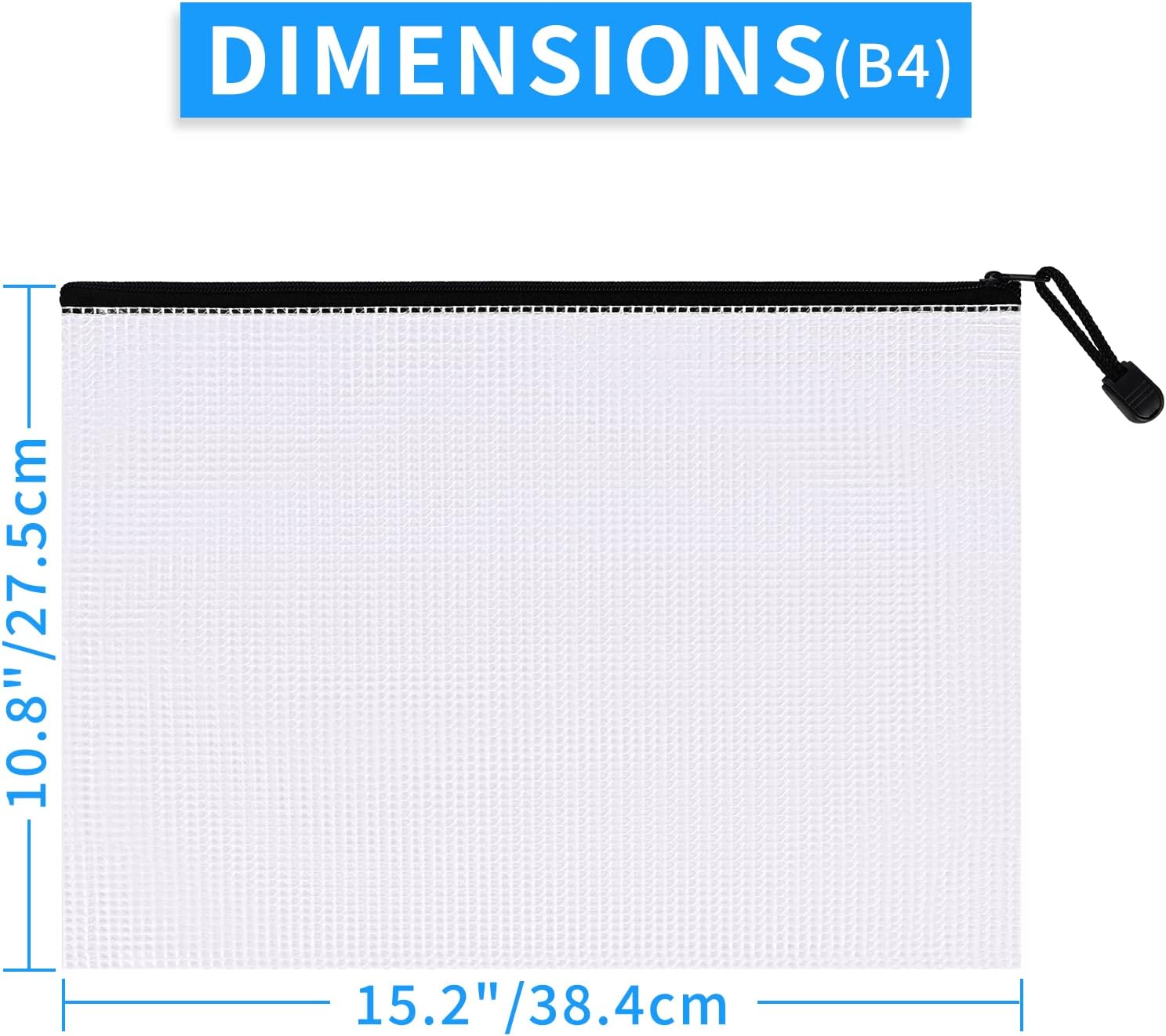 12pcs B4 Size Mesh Zipper Bag,15.2″x 10.8″ Mesh Zipper Pouch,PVC Mesh ...