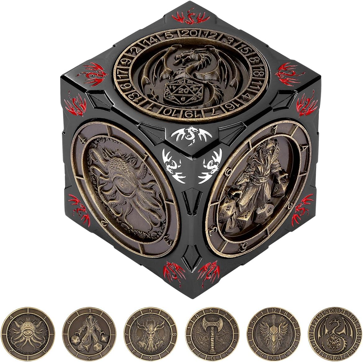 DND Spinner Dice, 7-in-1 Metal Dice Set, 3D Relief Design, DND ...