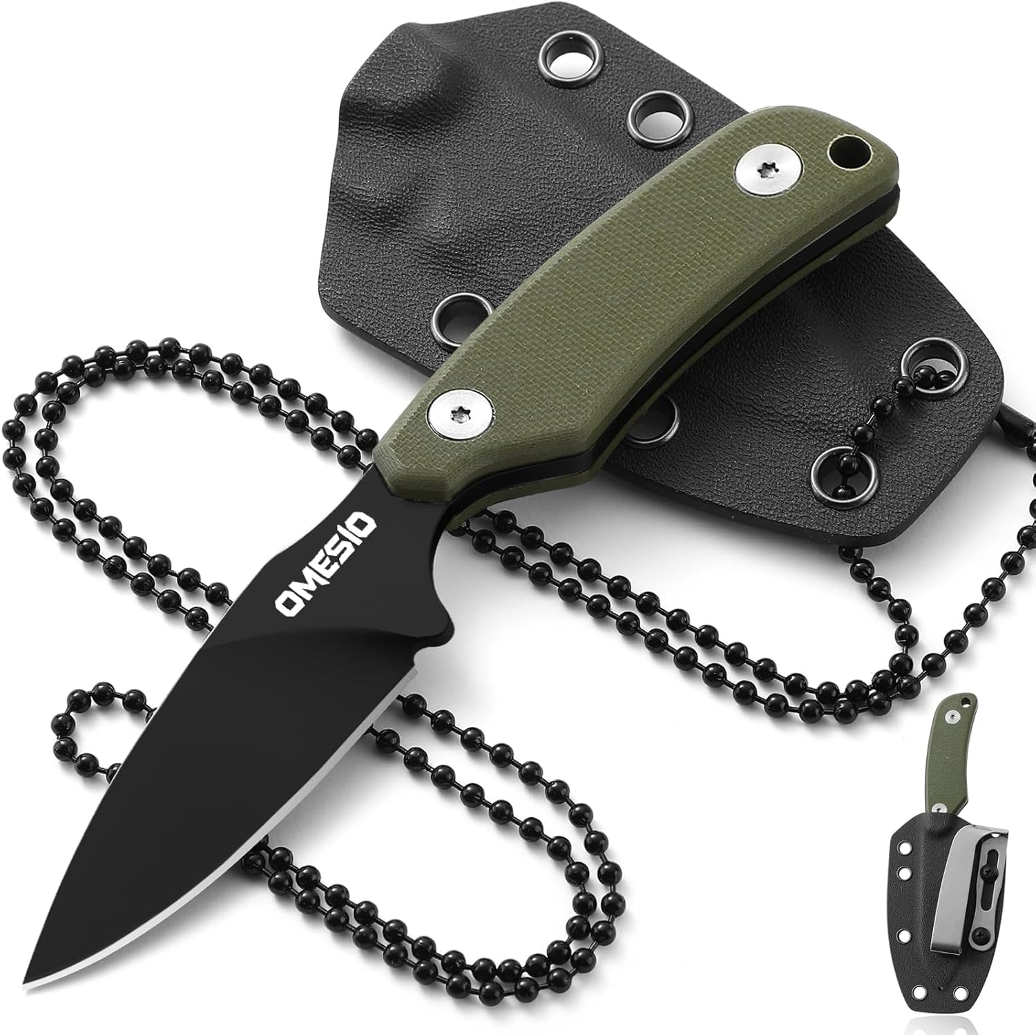 Amazon.com : Omesio Compact Neck Knife with Sheath and Necklace, D2 ...