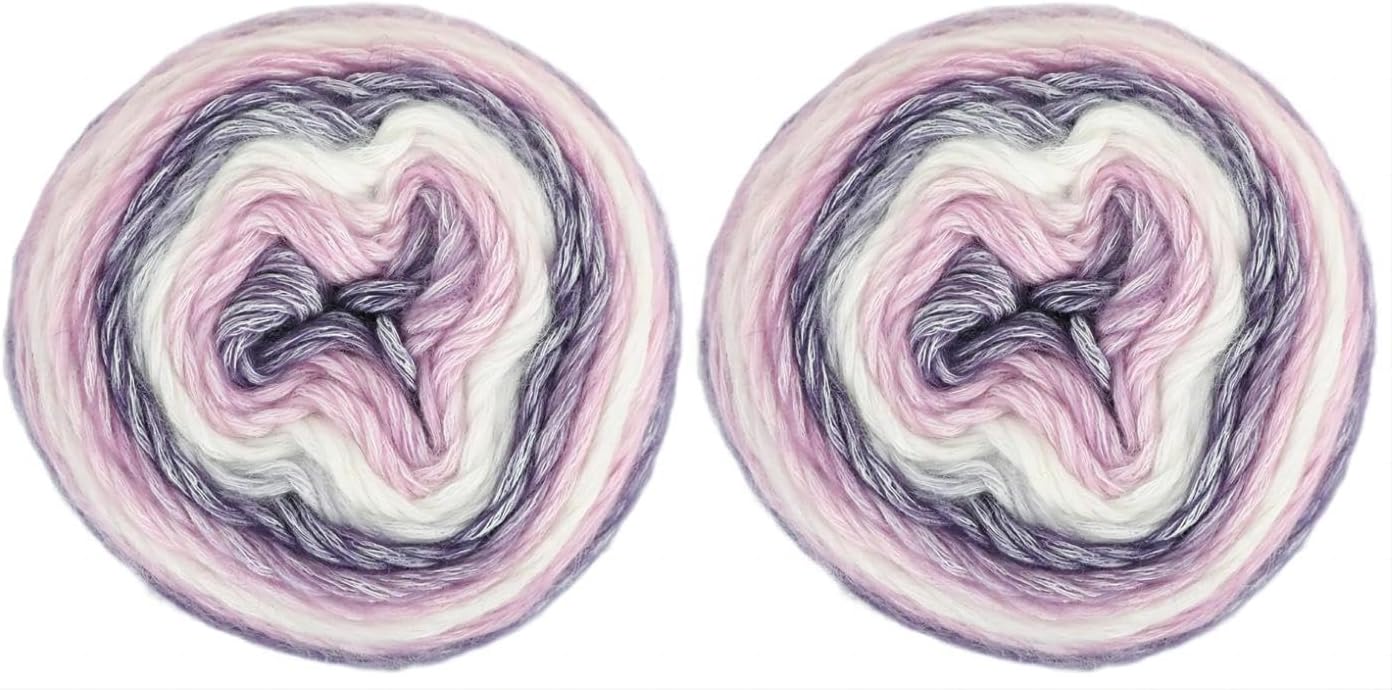 Lerchiyar Gradient Cake Yarn Multicolor Fairyland Rainbow Yarn, 2-Pack ...