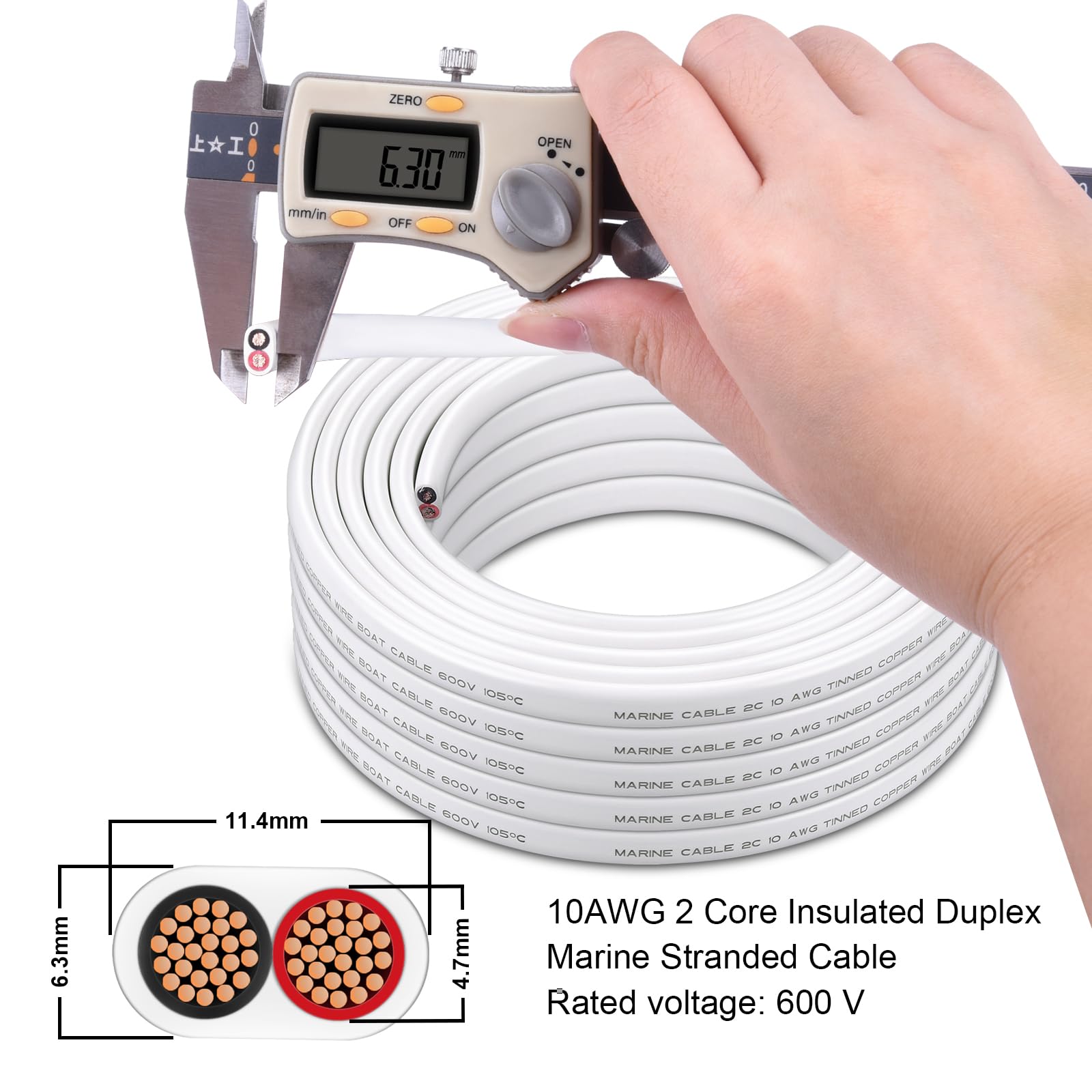 Snapklik.com : Shirbly 10 Gauge Duplex Marine Grade Wire - 20FT 10 AWG ...