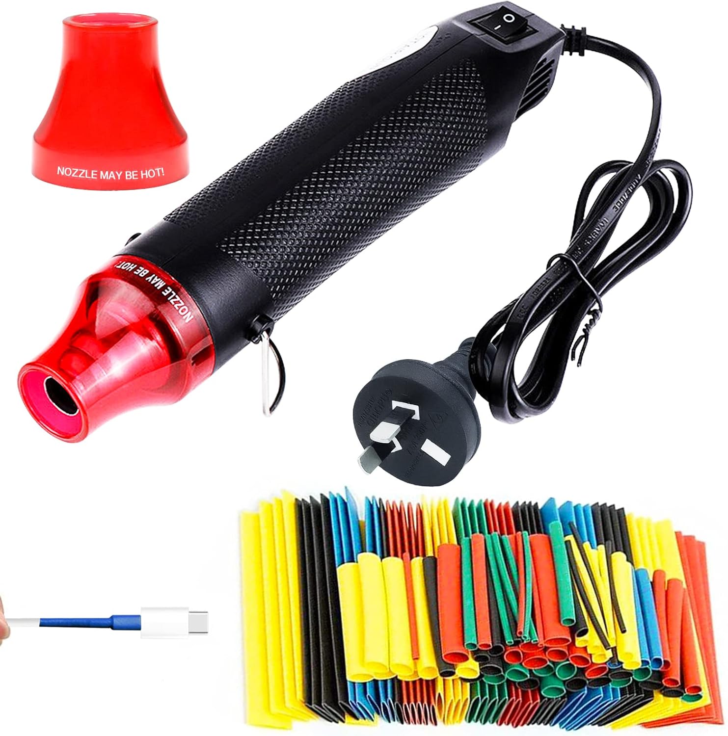 Mini Heat Gun, Heat Shrink Tubing Kit, 300W 220V Portable Epoxy Resin ...