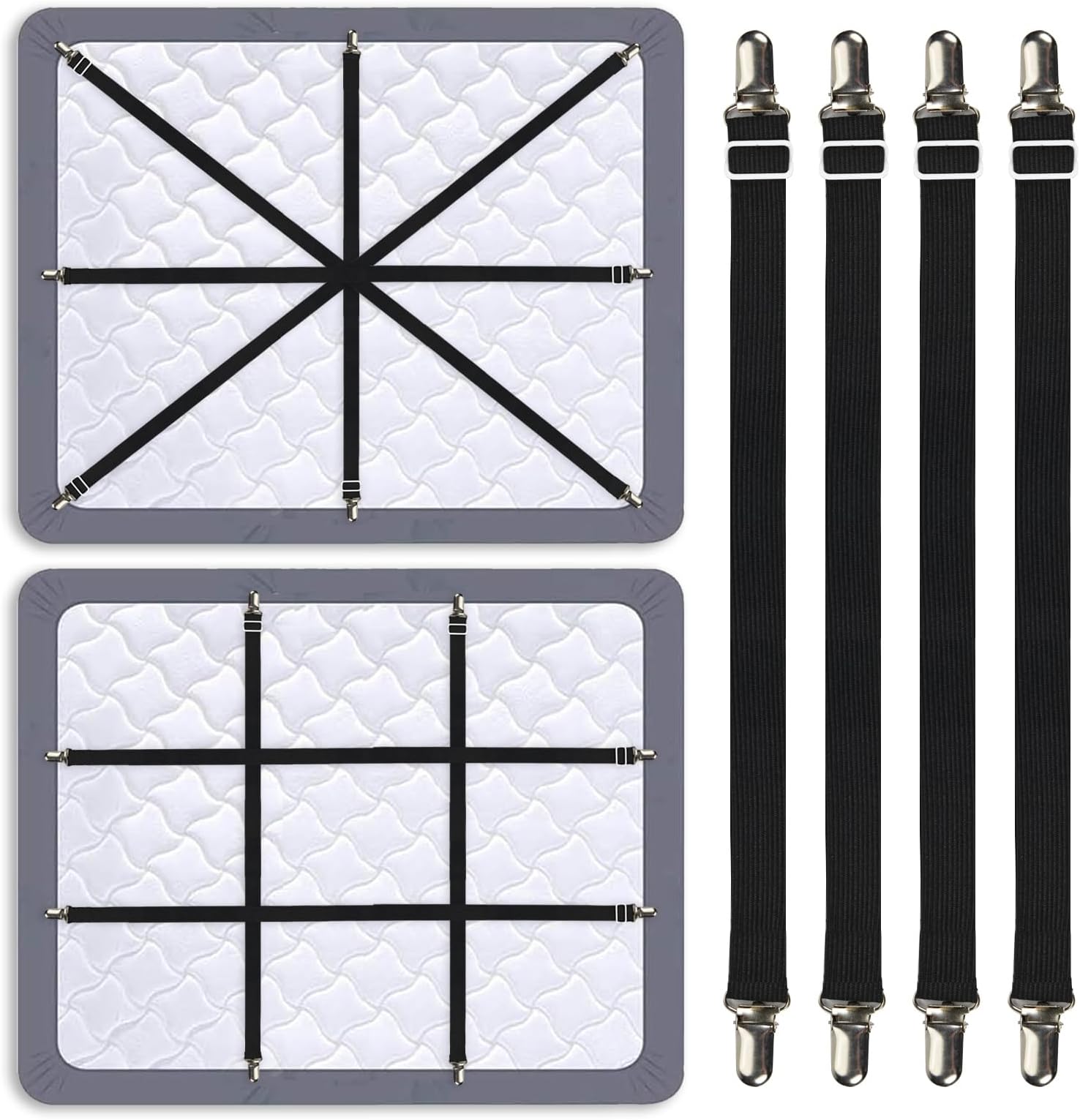 Amazon.com: Korlon 8 Pack Bed Sheet Straps, Adjustable Fitted Sheet ...