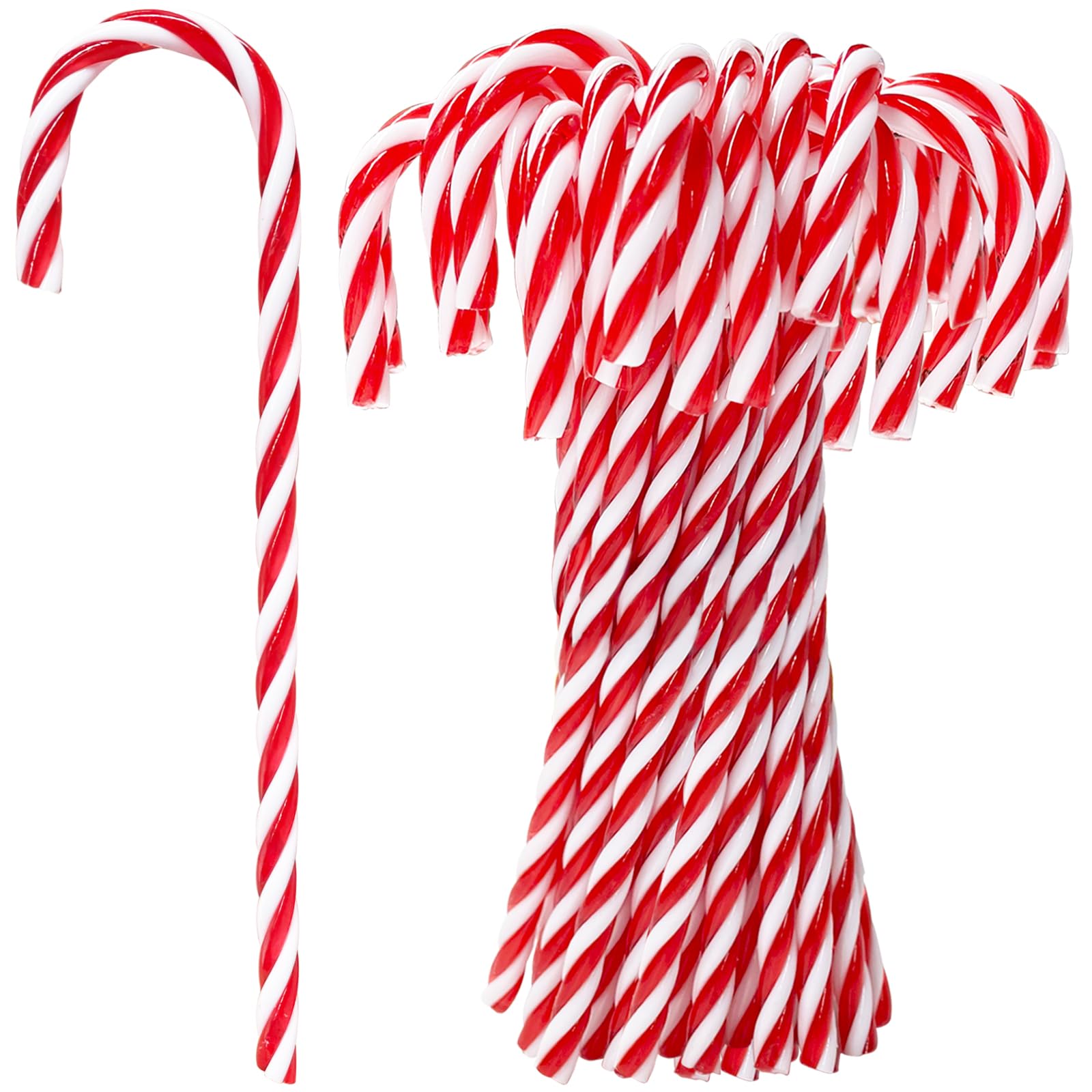 Amazon.com: NDSWKR 60 Pcs Plastic Christmas Candy Cane, Red and White ...