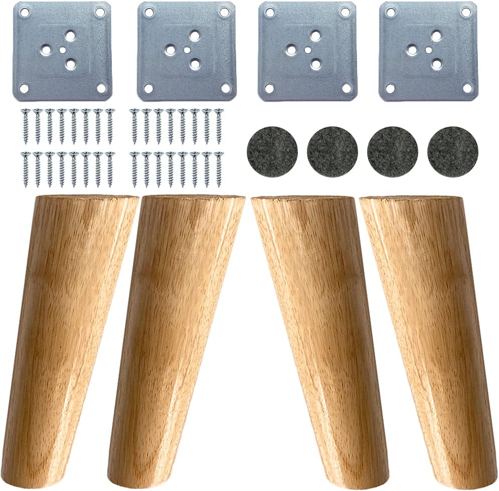 Amazon.com: KITEVICH 4PACK Solid Wood Furniture Legs 6 Inch Sofa Legs ...