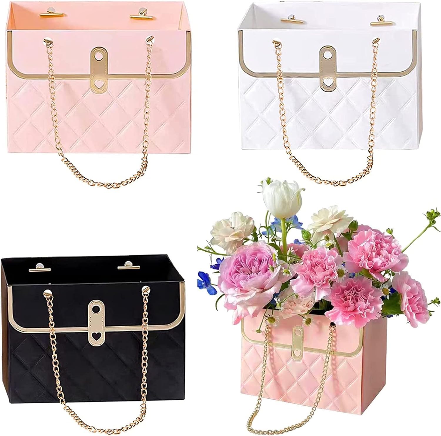 4Pcs Flower Paper Box Bouquet Storage Bucket Paper Flower Gift Bags Box ...