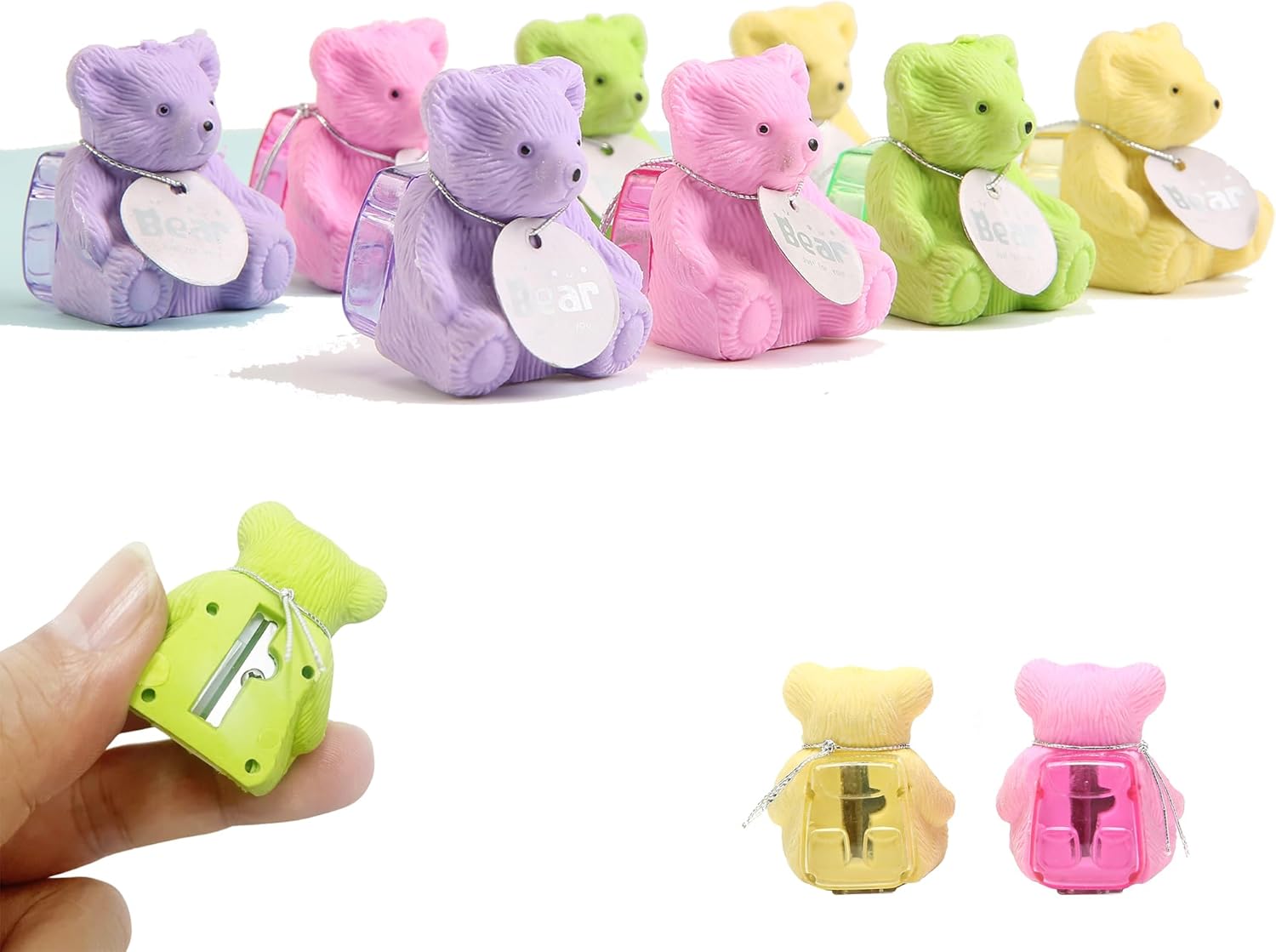 8Pcs Cute Backpack Bear Erasers Desk Pets for Kids, Kawaii Fun Animal ...