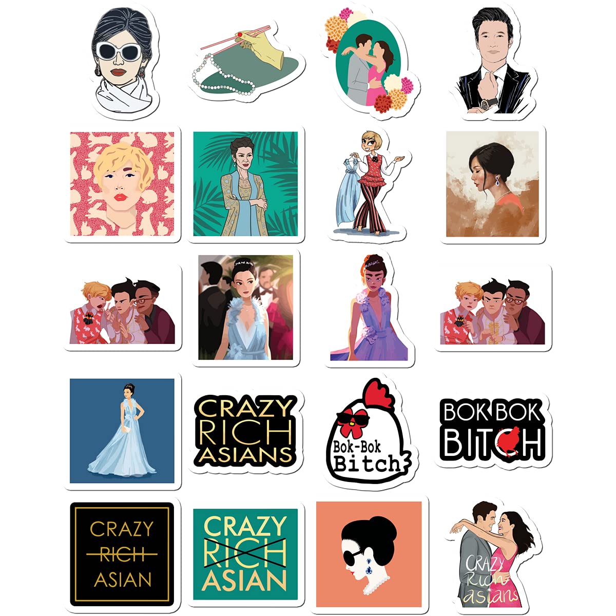 Amazon.com: Stickers 20 Pcs Per Pack Crazy Vinyl Rich Aesthetic Asians ...