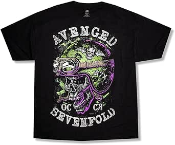 Amazon.com: AX7 Avenged Sevenfold Helmet Skull Black T Shirt (XL ...