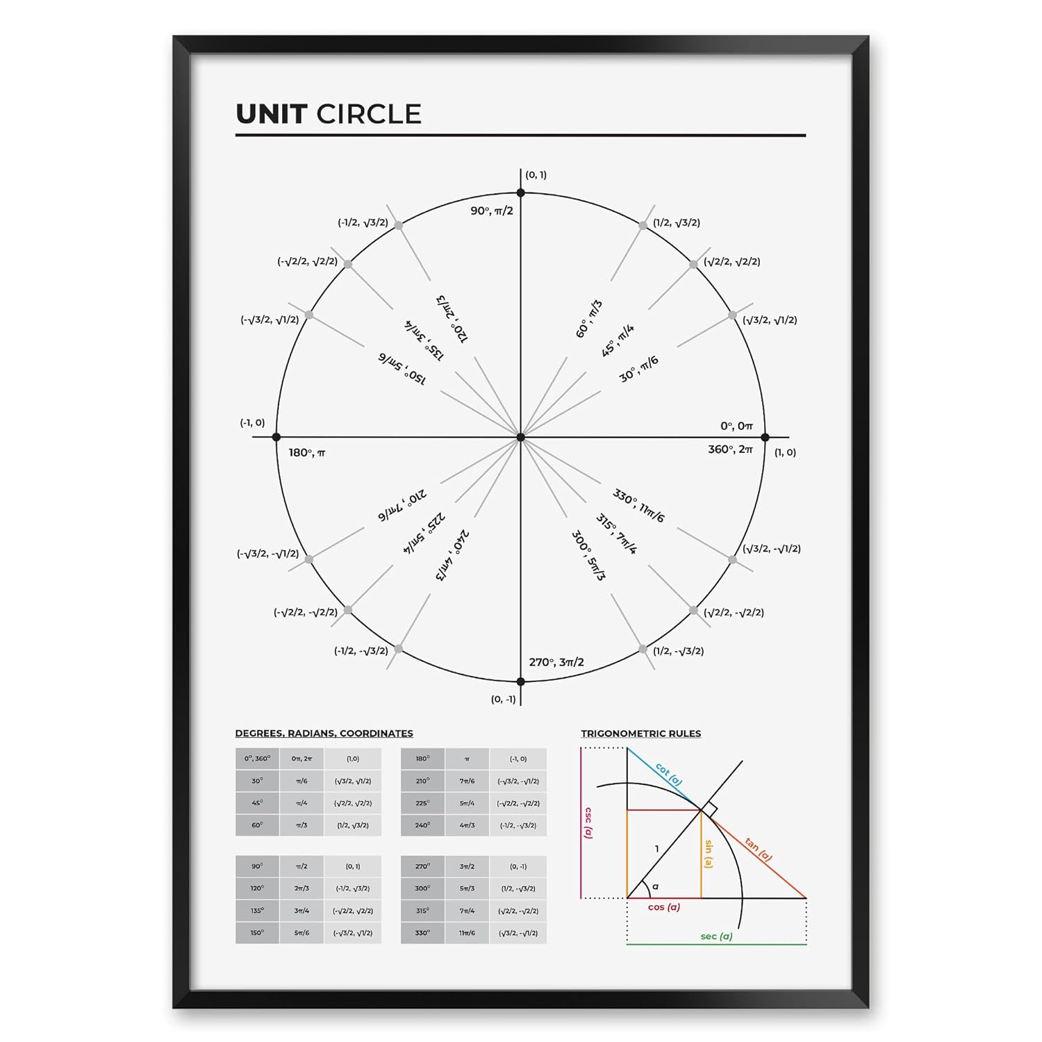 Amazon.com: Unit Circle Print for High School Mathematics Students ...