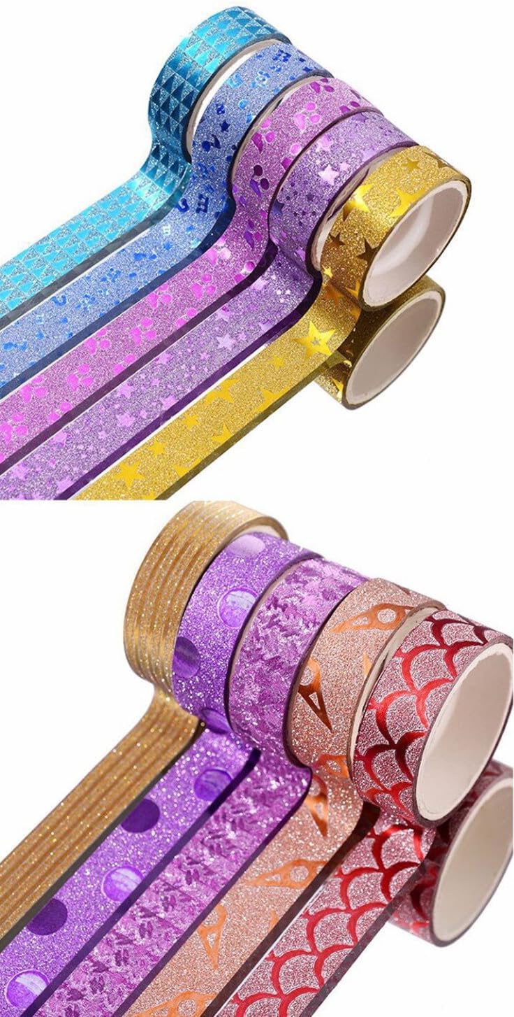 GLUN® Adhesive Colorful Glitter Tapes Rolls Decorative Designers Pack ...