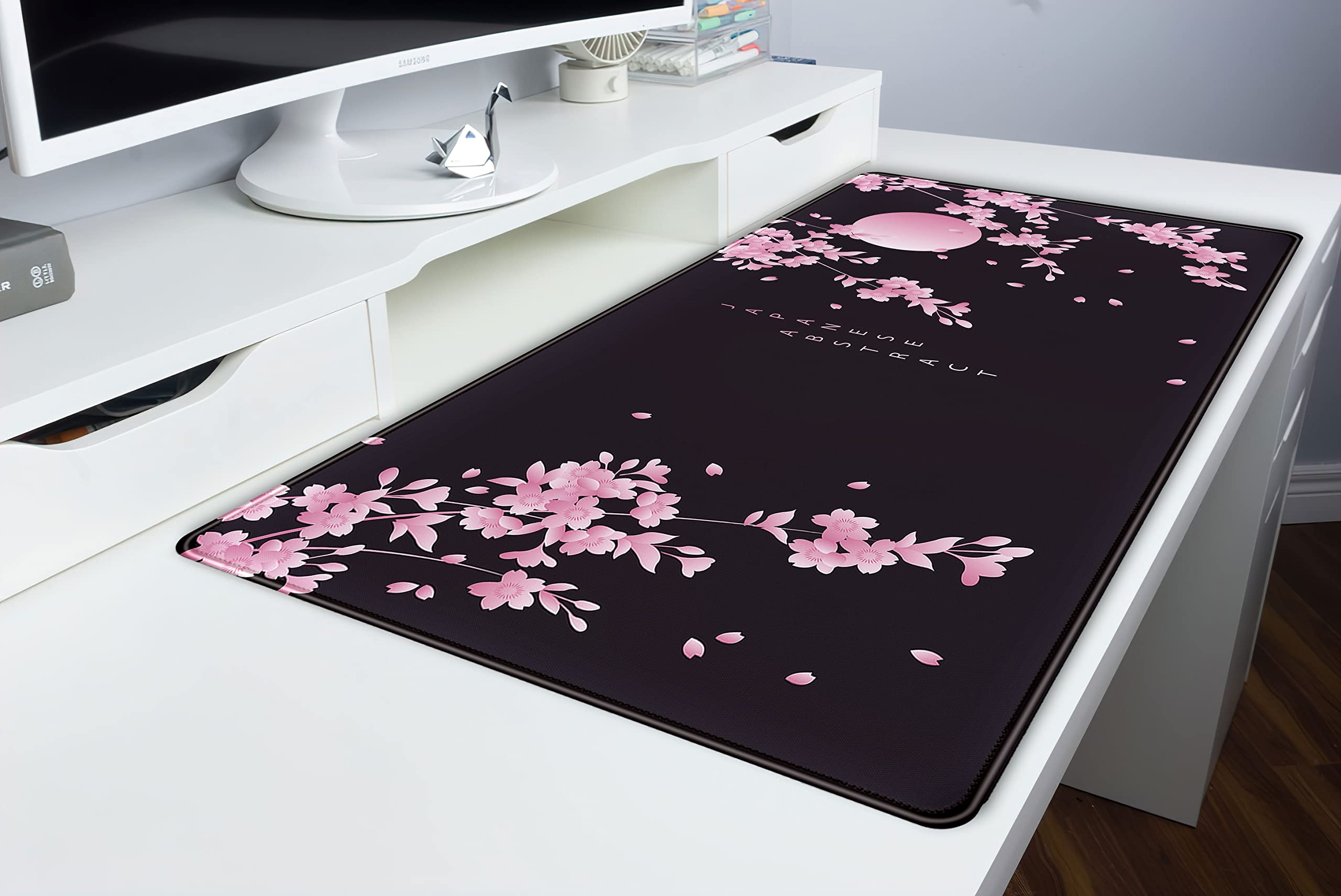 Snapklik.com : Retro Blue Purple Desk Mat Cherry Blossom Desk Pad Cute ...