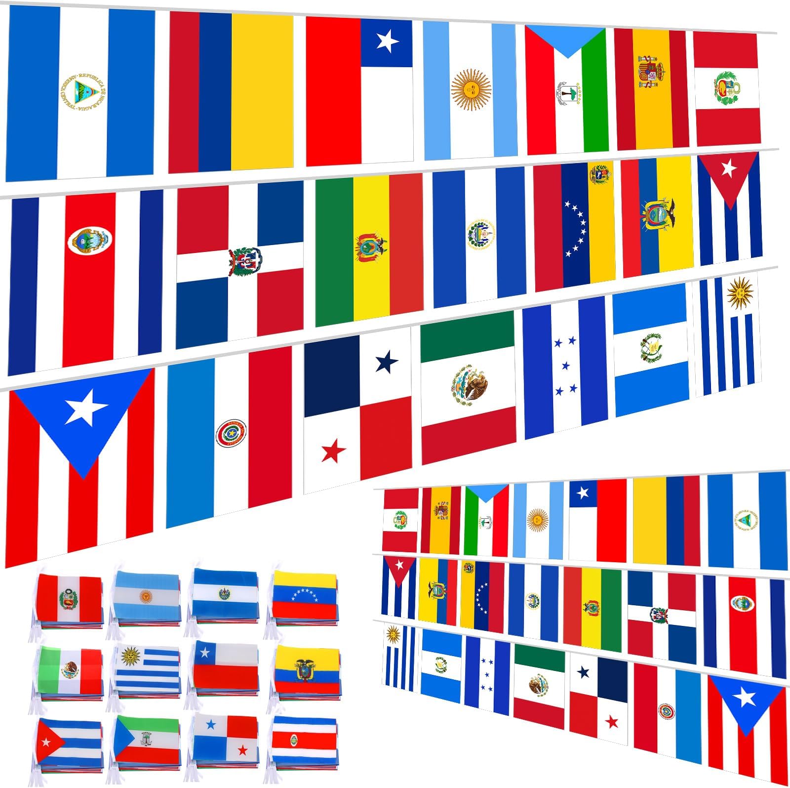 Amazon.com: 2 Set Latin America 21 Countries String Flags - Assorted ...