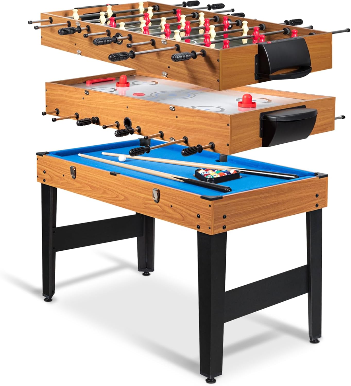 GYMAX 3 in 1 Multi Game Table, Combo Games Table Set with Foosball ...