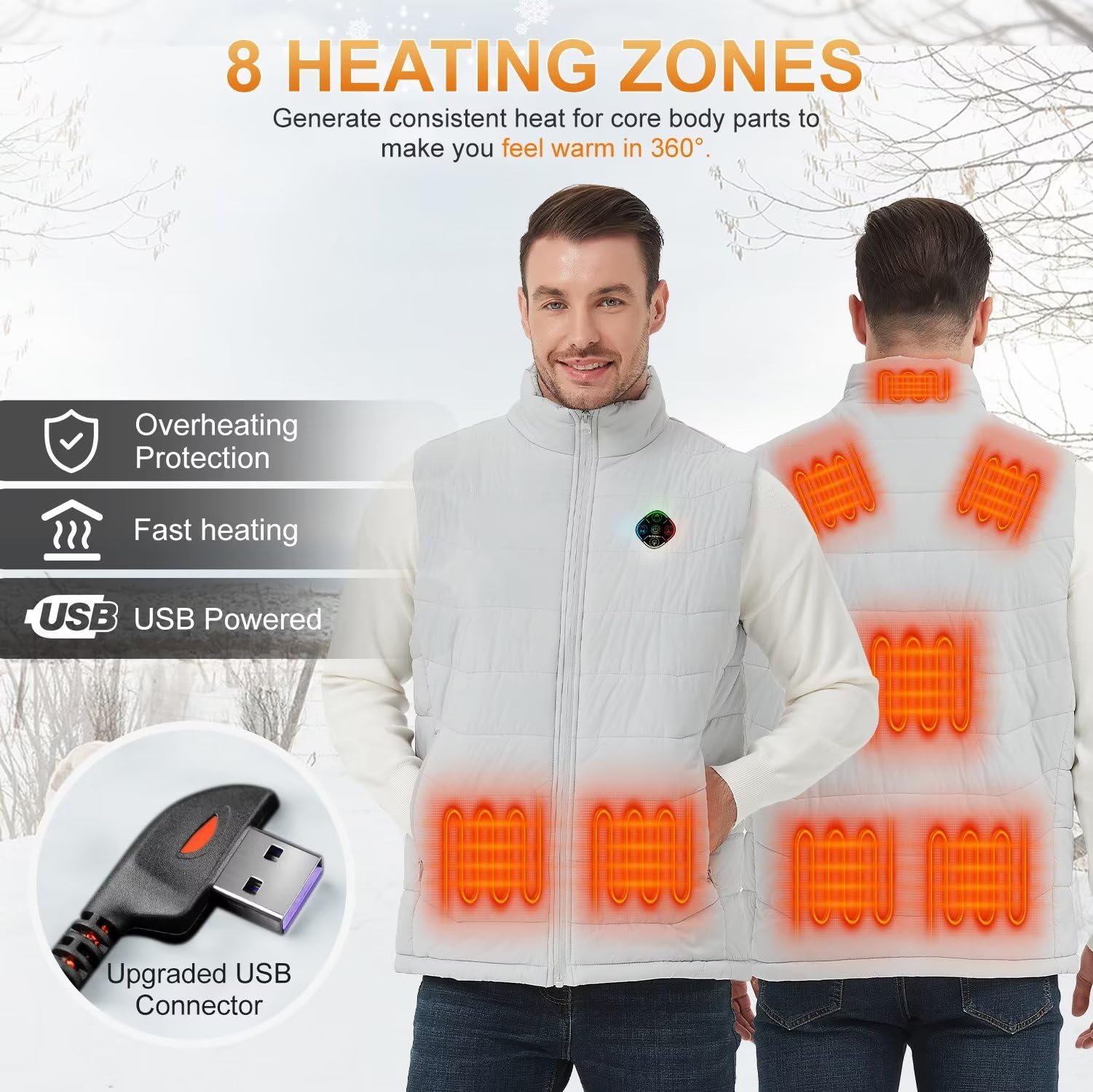 Snapklik.com : KOVNLO Heated Vest For Men, Smart Controller
