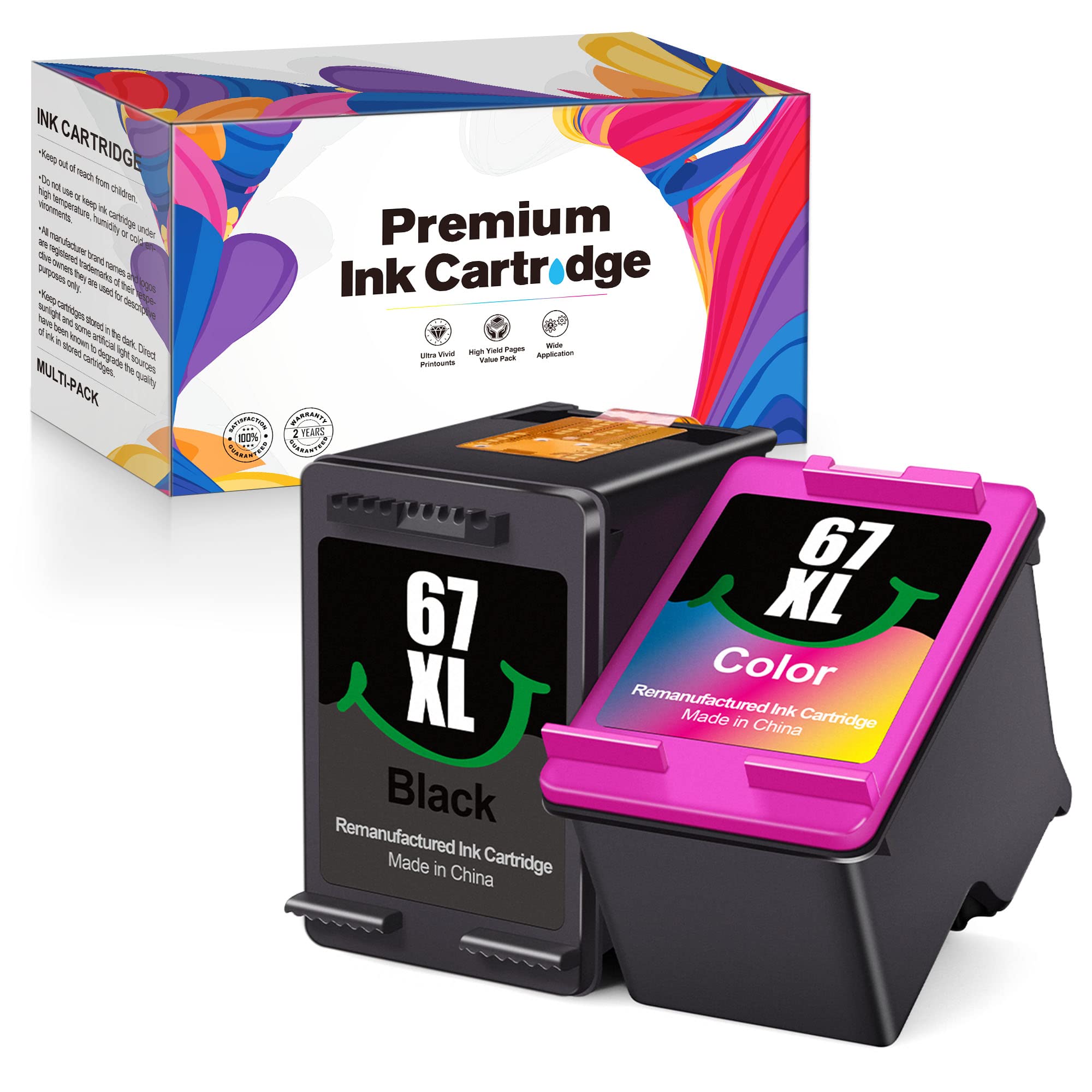 Amazon.com: 67XL 67 Ink Cartridges Black/Color Combo Pack for HP Ink 67 ...