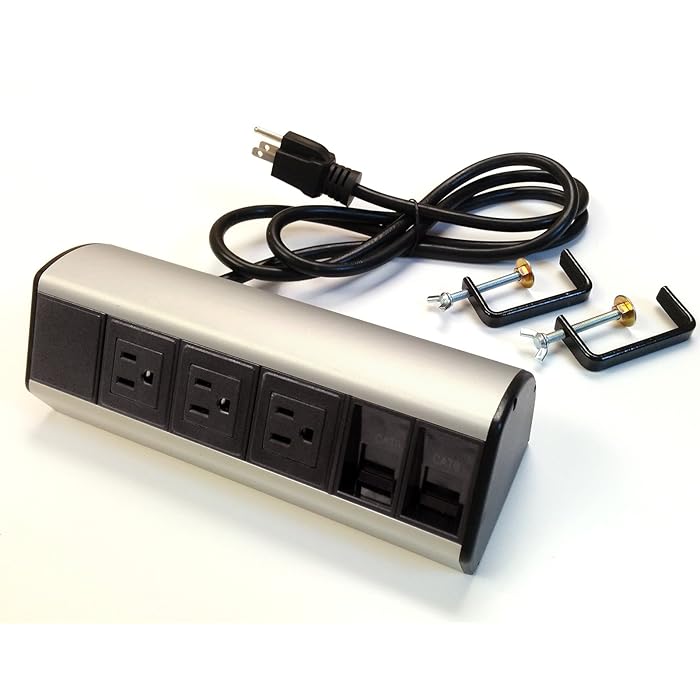Buy Power & Data Desk Edge Mount Tabletop Center - 3 Power and 2 ...