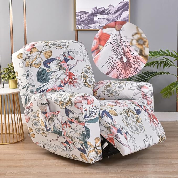 Highdi Floral Print Recliner Chair Covers for Electric Chair, 4 Pieces ...