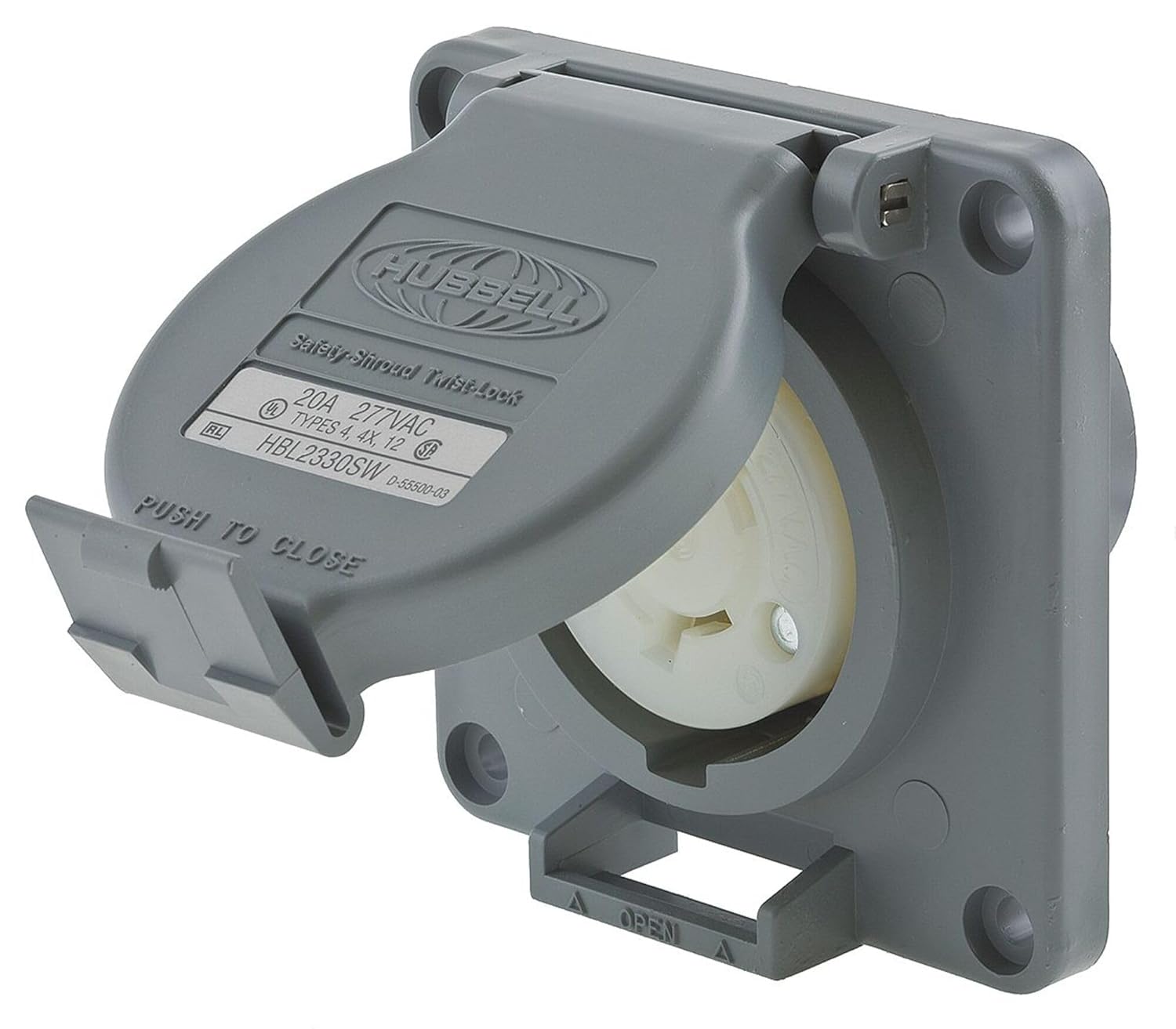 1- Hubbell HBL2330SW Receptacle, 277V, 20A, L7-20R, 2P, 3W - Electrical ...