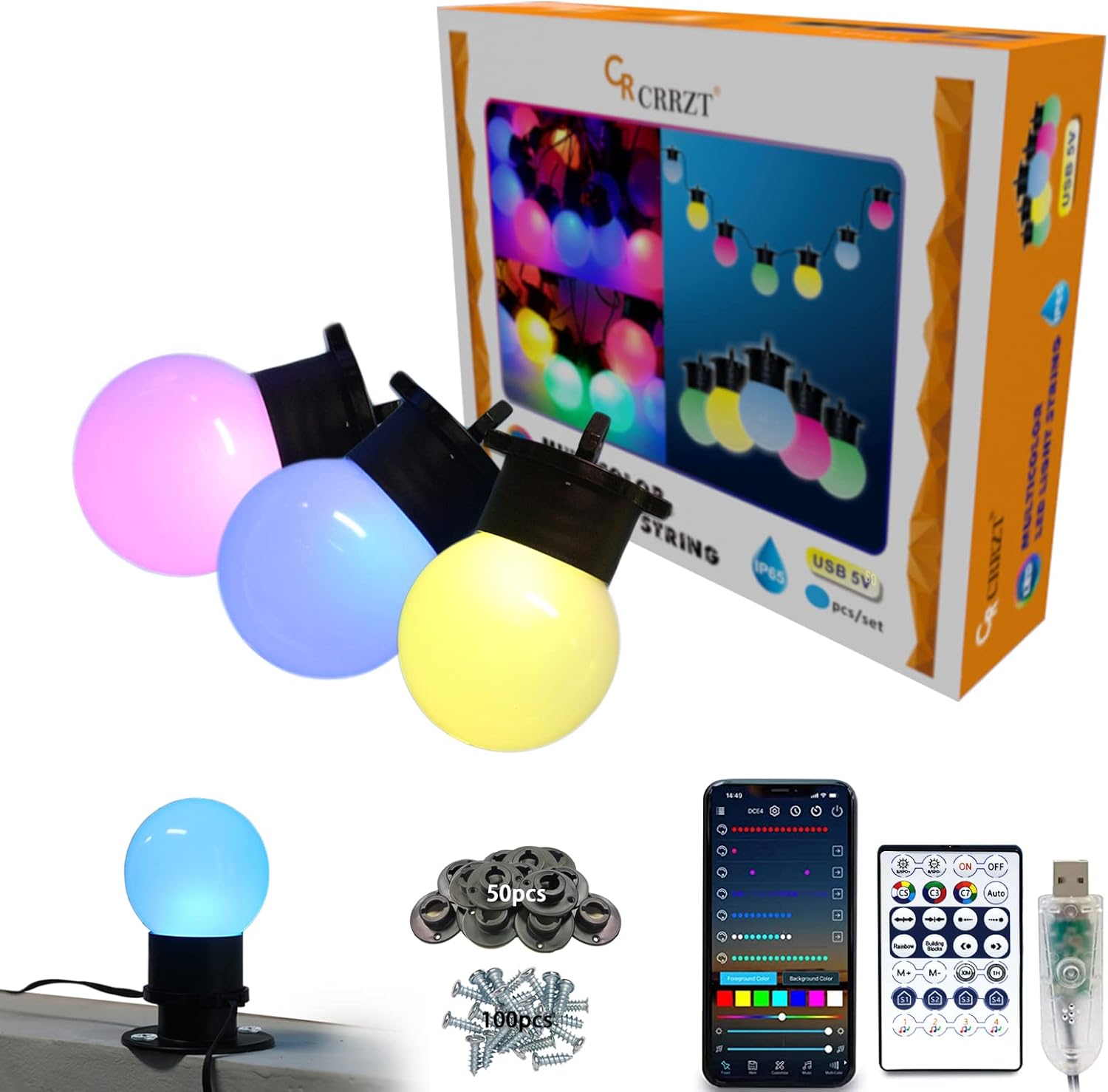 50ft Outdoor String Lights, Outdoor Led String Lights, Edison Lights ...