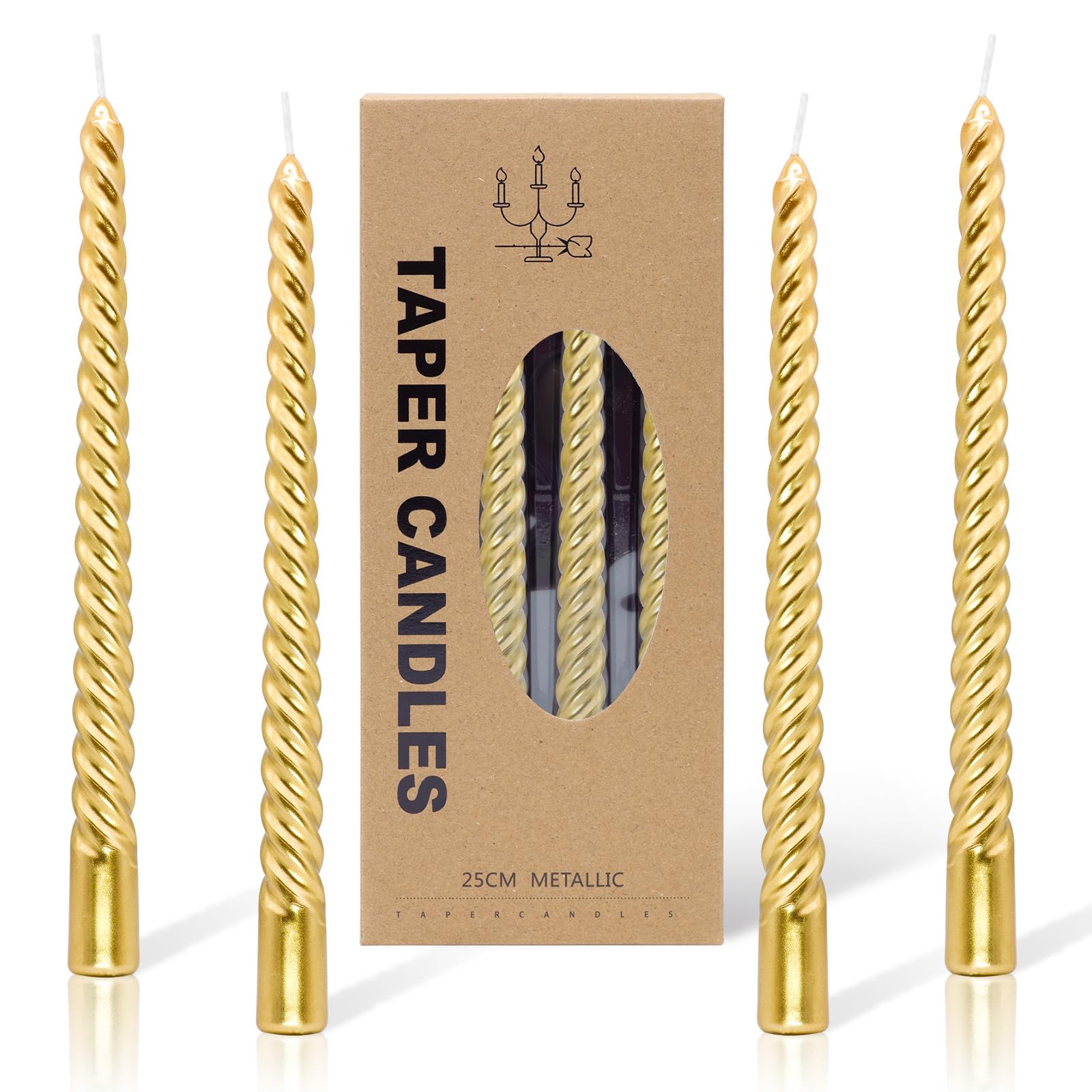 Alederways Dinner Candles, Gold Tapered Candles Pillar Spiral Twisted ...
