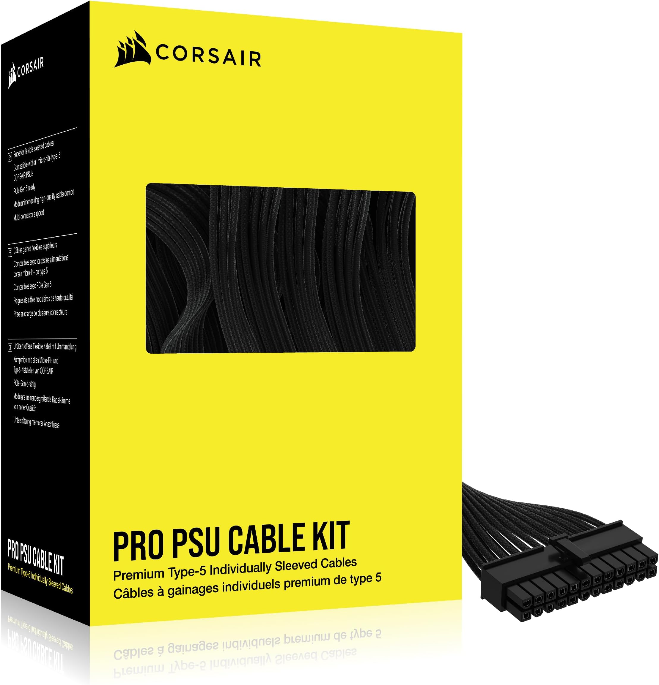 Corsair Premium Individually Sleeved Type-5 PSU Cables - Pro Kit - Black : Amazon.co.uk ...