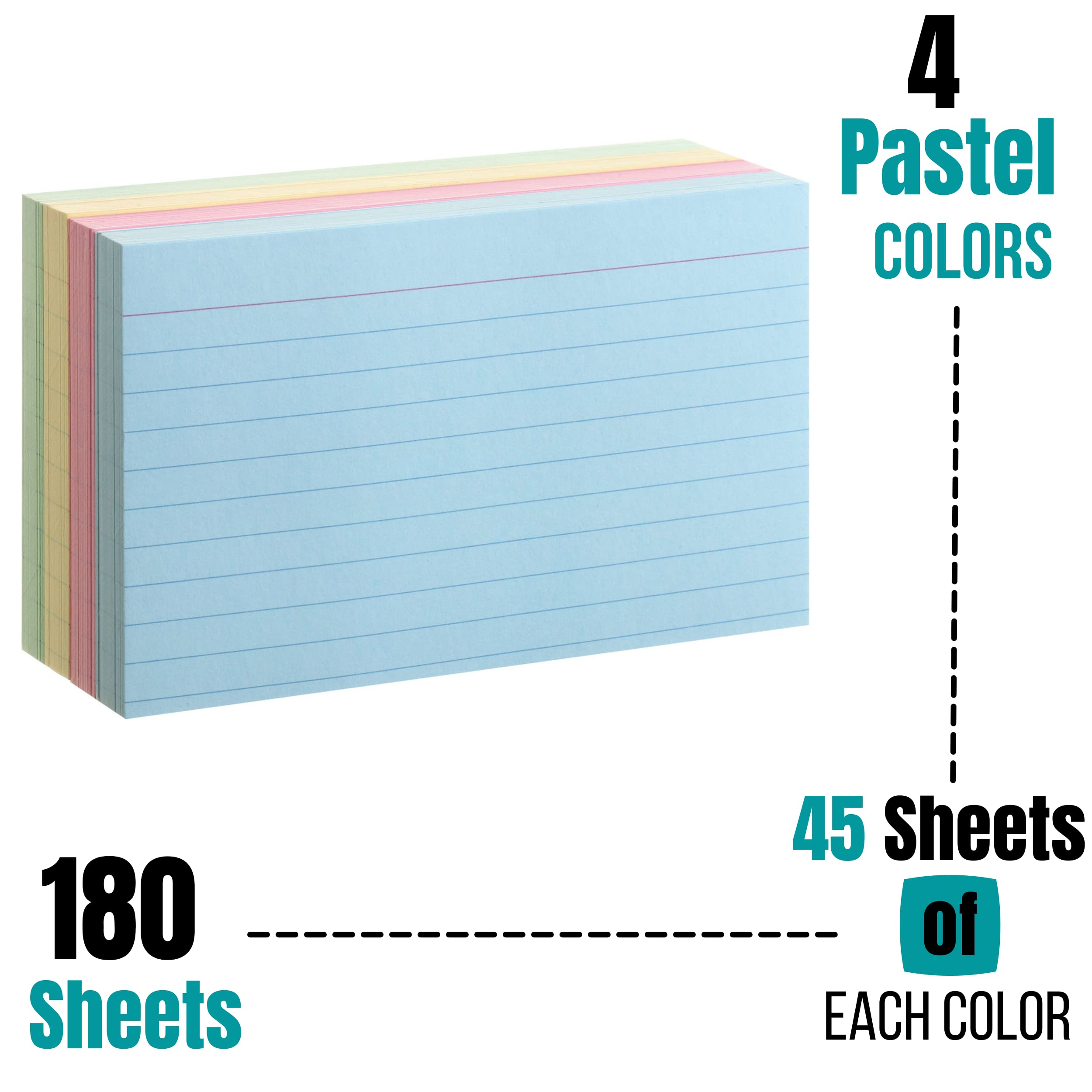 Snapklik.com : Pastel 3" X 5", 180 Lined Index Cards, Note Cards, Flash ...