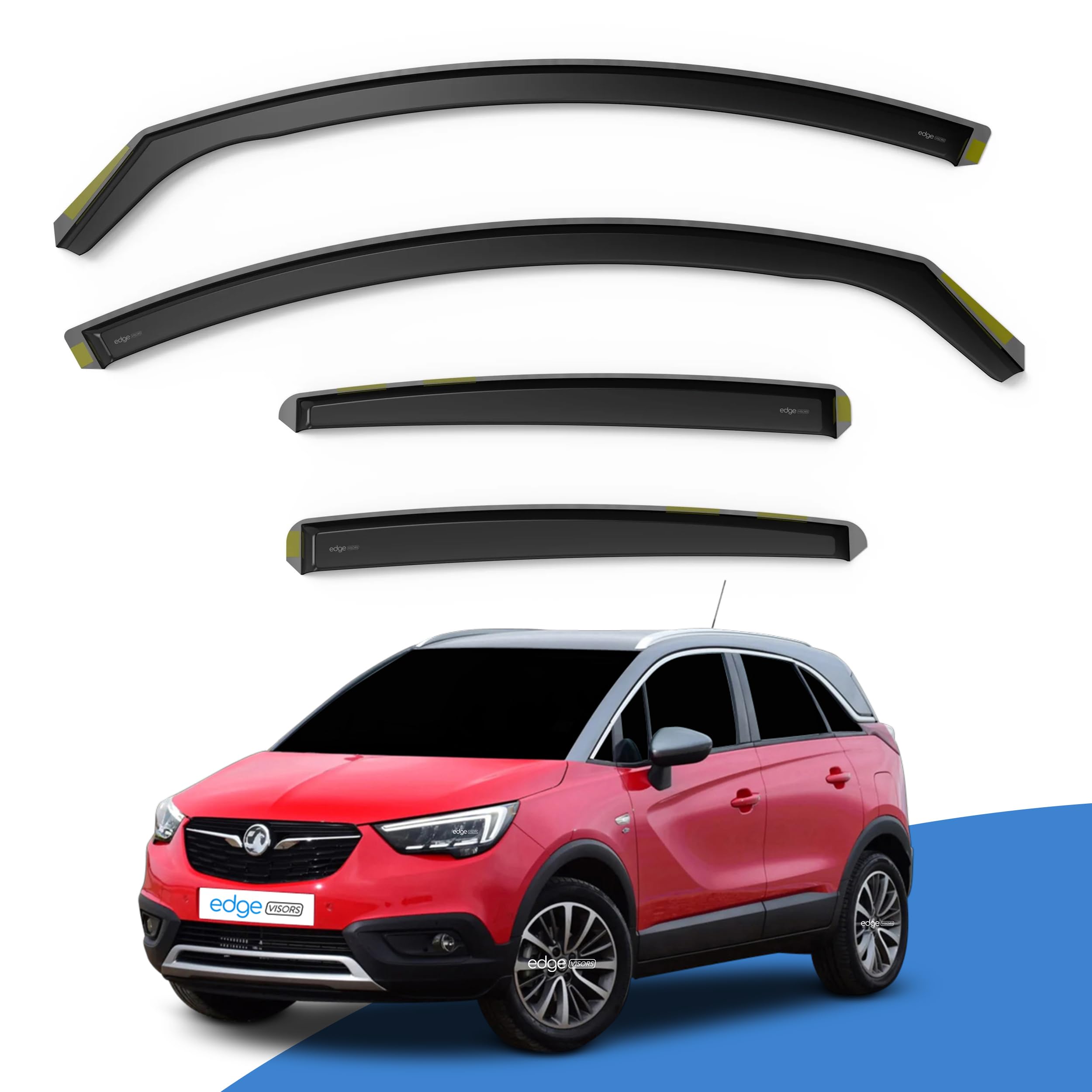 EdgeVisors Wind Deflectors Set Fits: Vauxhall CROSSLAND X 2017-Onwards ...