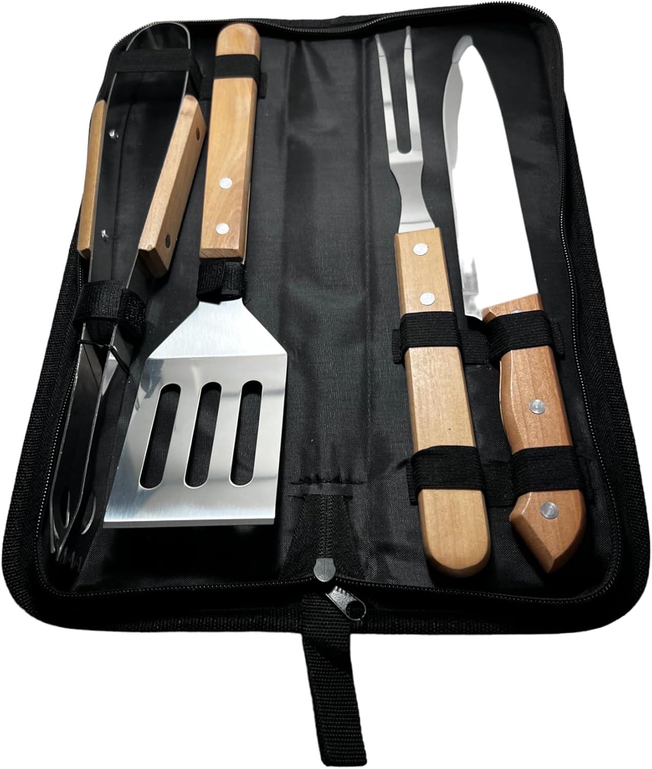 Amazon.com : 4-Piece Stainless Steel BBQ Grill Tools Set with Portable ...