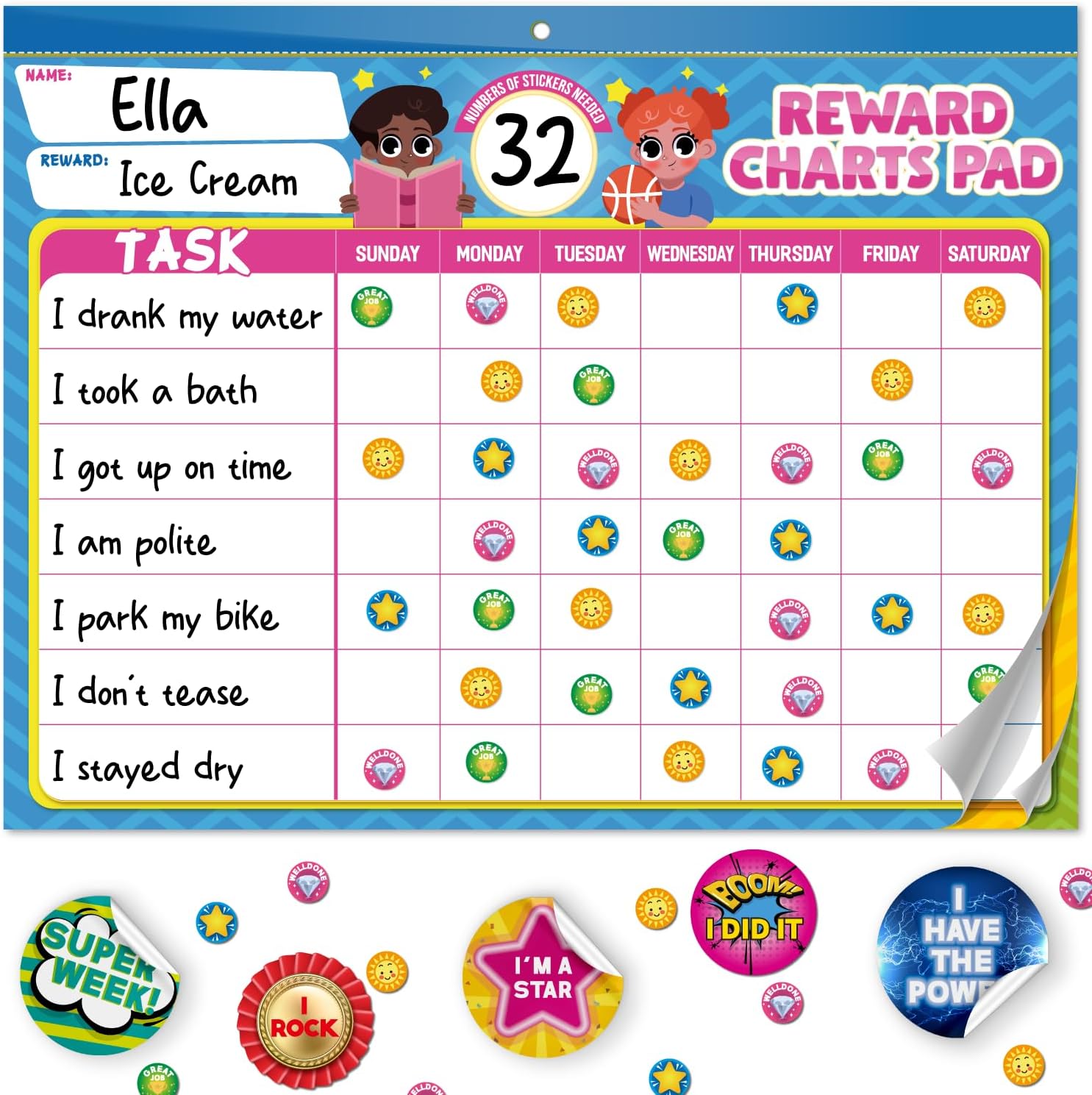 Amazon.com : Behavior Chart for Kids at Home - Pad with 26 Reward Chart ...