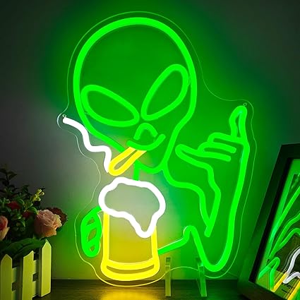 Amazon.com: Green Alien Neon Sign for Wall Decor Dimmable Alien Beer ...