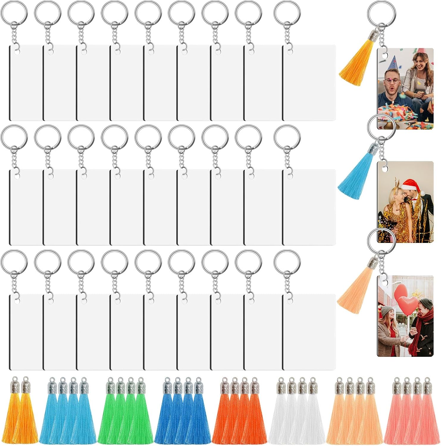 Amazon.com: Sublimation Keychain Blanks Bulk 120 Pcs, Double Sided ...