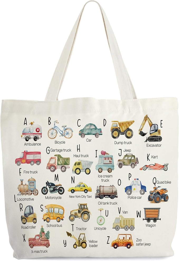Amazon.com: Construction Alphabet Canvas Tote Bag for Women, ABC ...