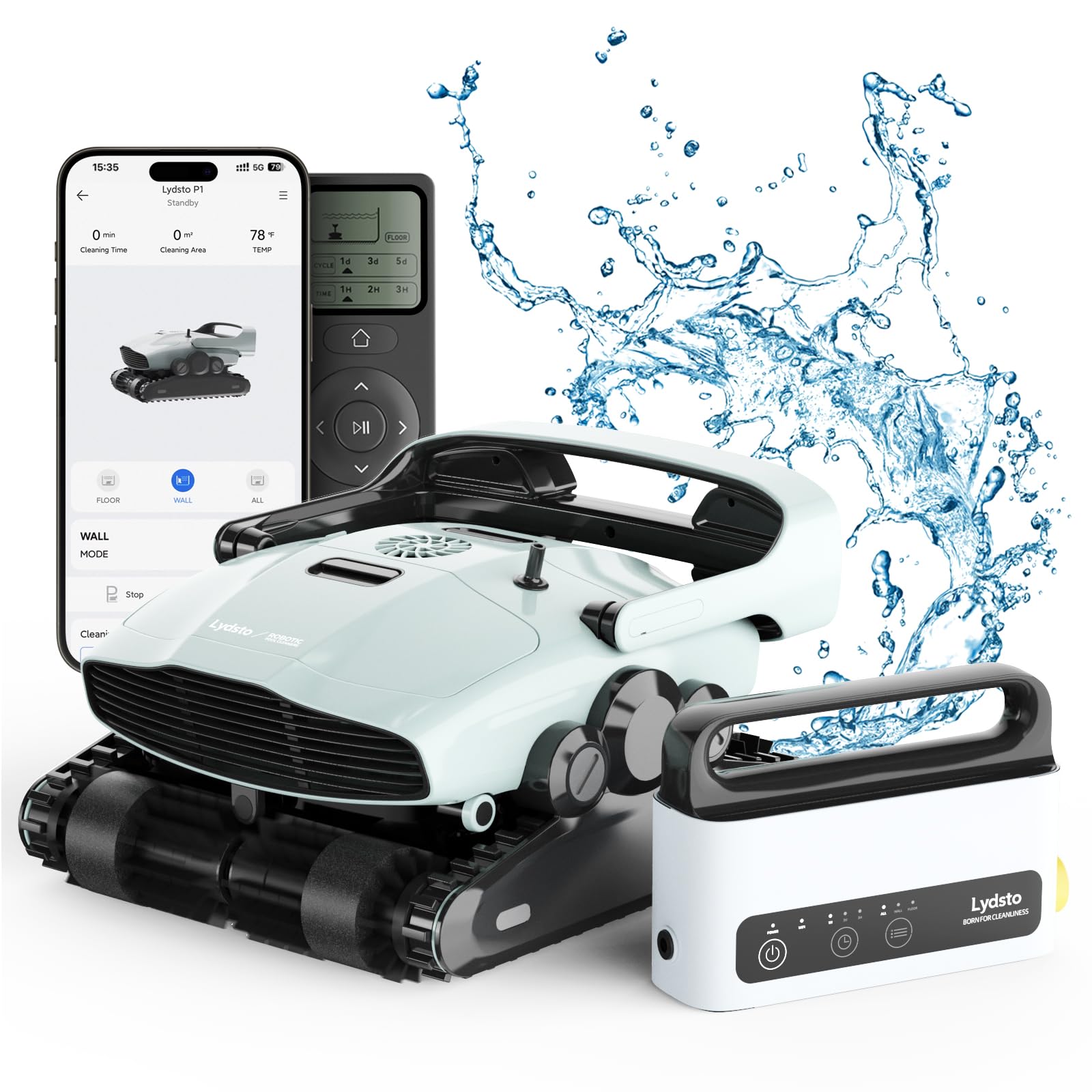 Lydsto Robotic Pool Cleaner with Wall Climbing - Automatic Pool Vacuum ...