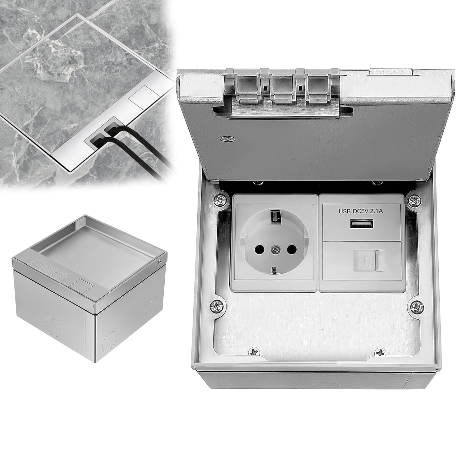 Floor Installation Socket Box Stainless Steel IP44 Triple Combination ...