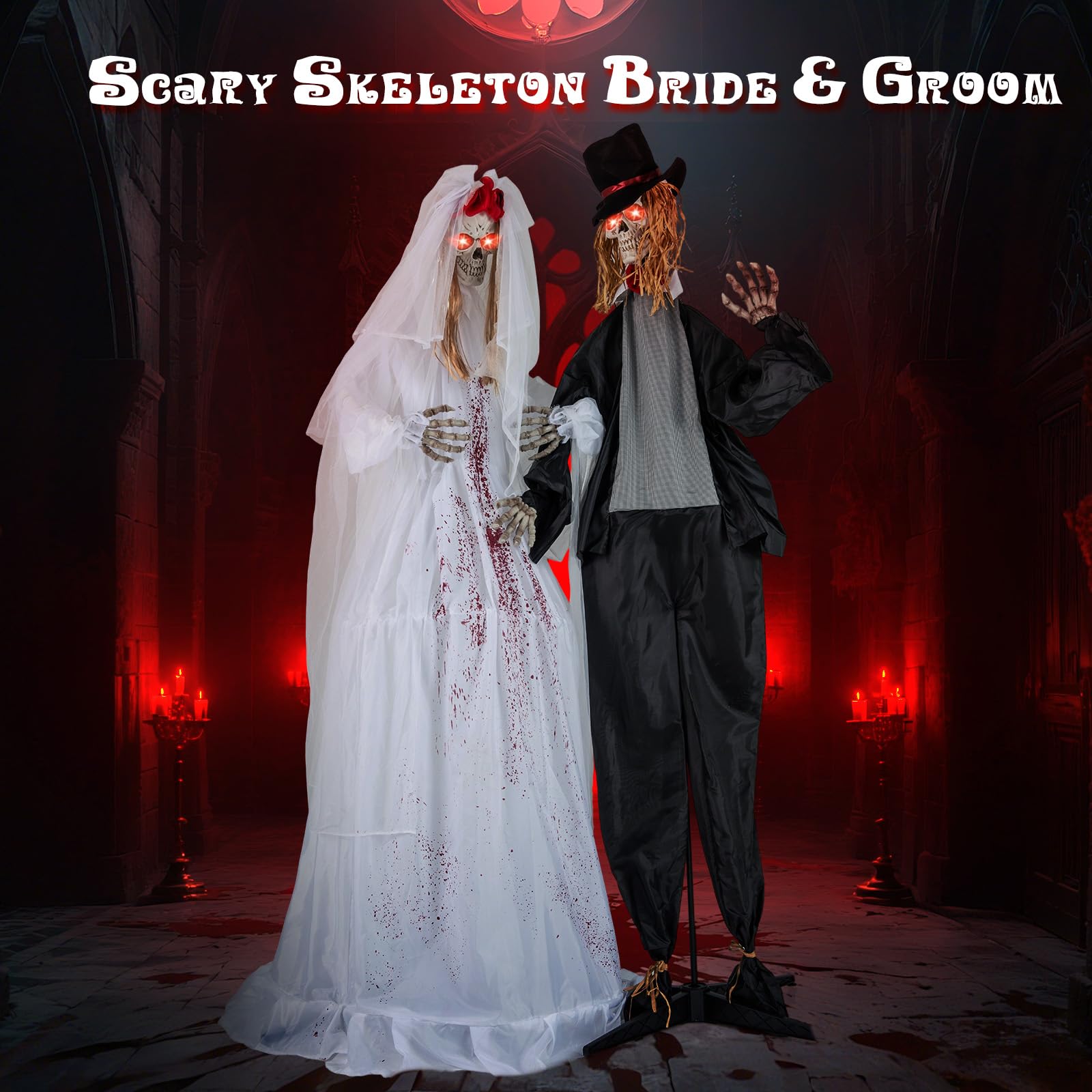 Snapklik.com : Halloween Animatronic Skeleton Bride& Groom Set, 7.2 FT ...
