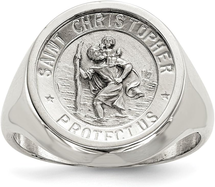 Diamond2Deal Men's 925 Sterling Silver Saint Christopher Ring|Amazon.com