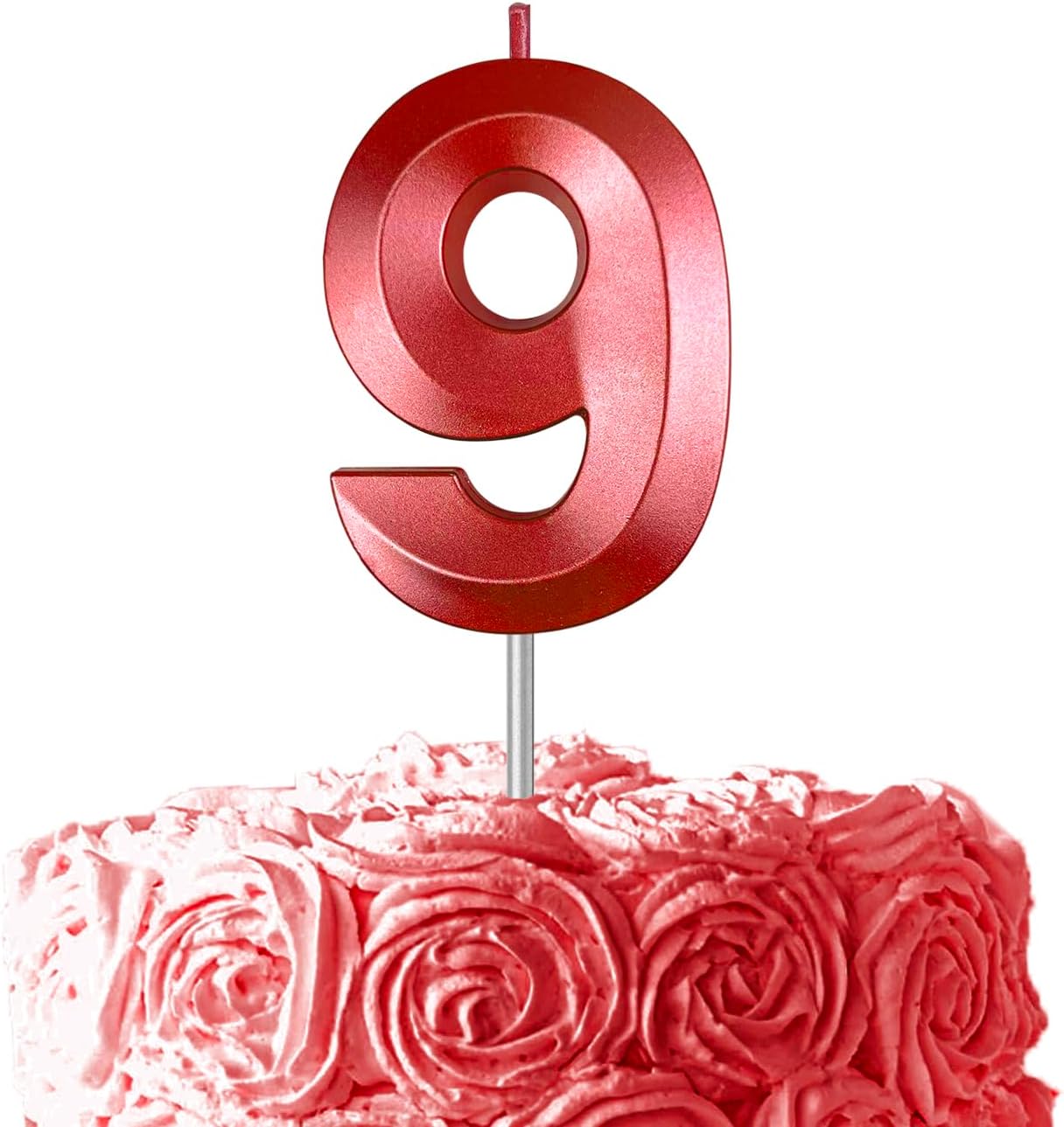 Amazon.com: Red Number 9 Candles, 3D Diamond 2.76 Inch Cake Topper ...