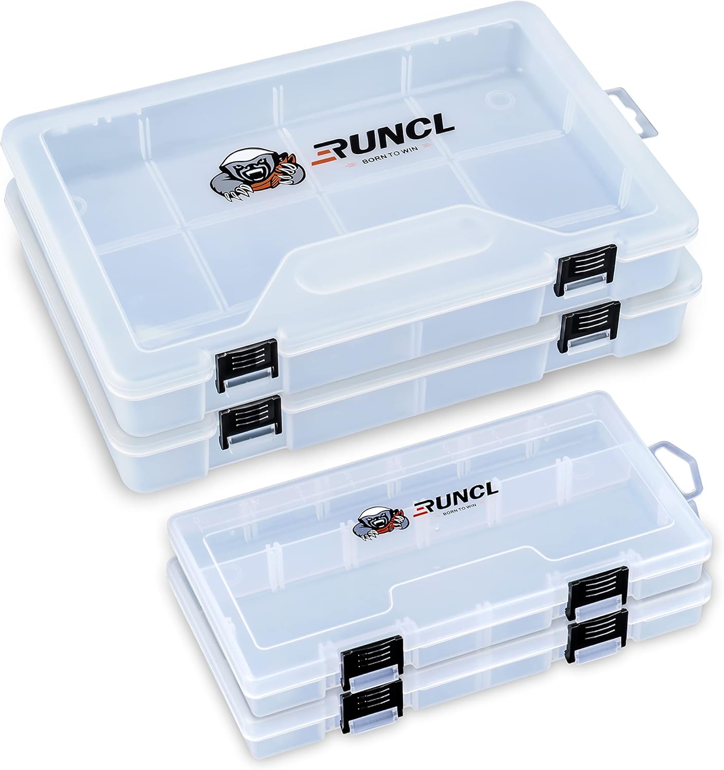 RUNCL Fishing Tackle Box 4 Packs Plastic Storage Box With Removable