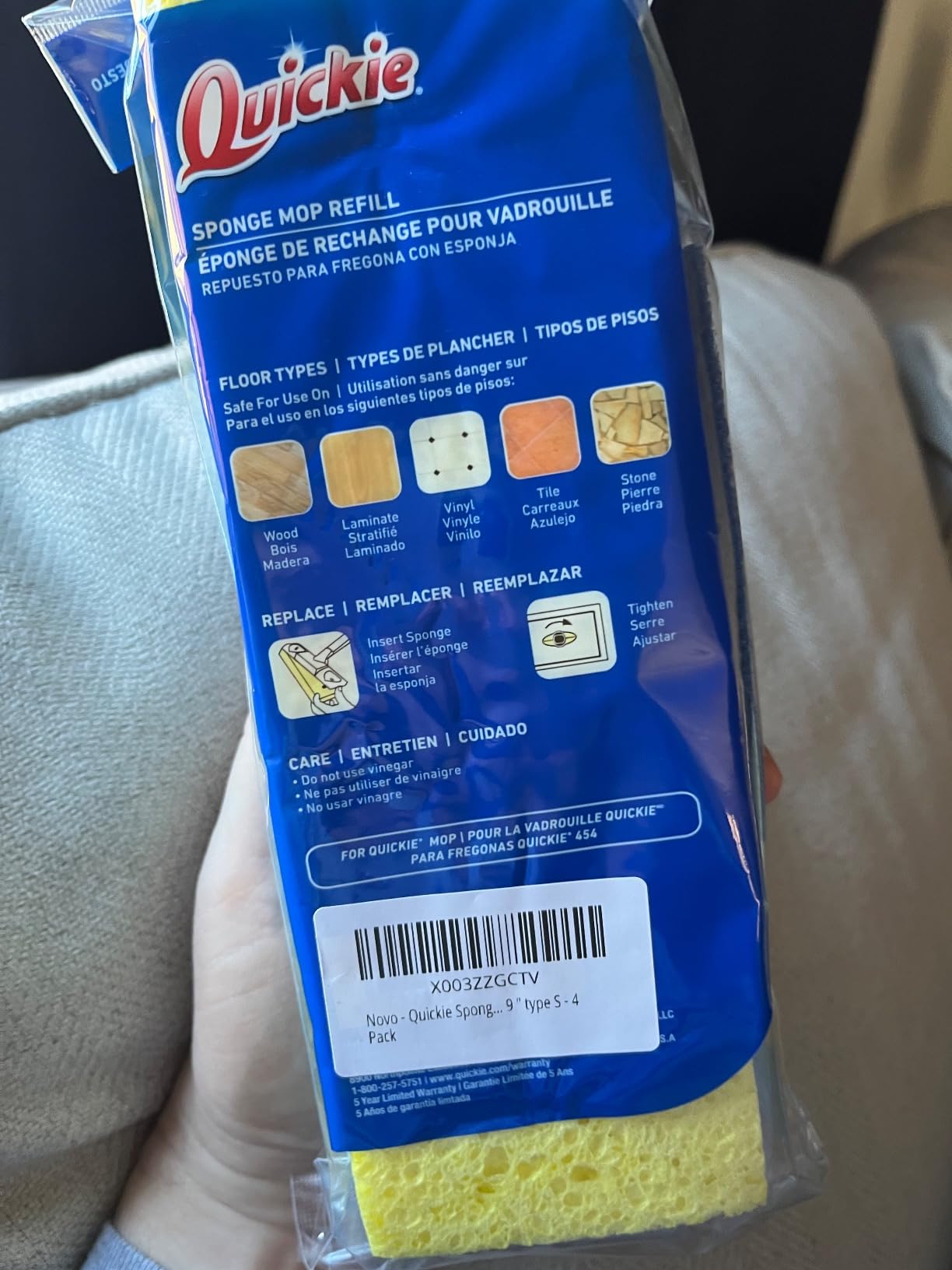 Amazon.com: Quickie Sponge Mop Refill 3 " X 9 " type S - 4 Pack ...