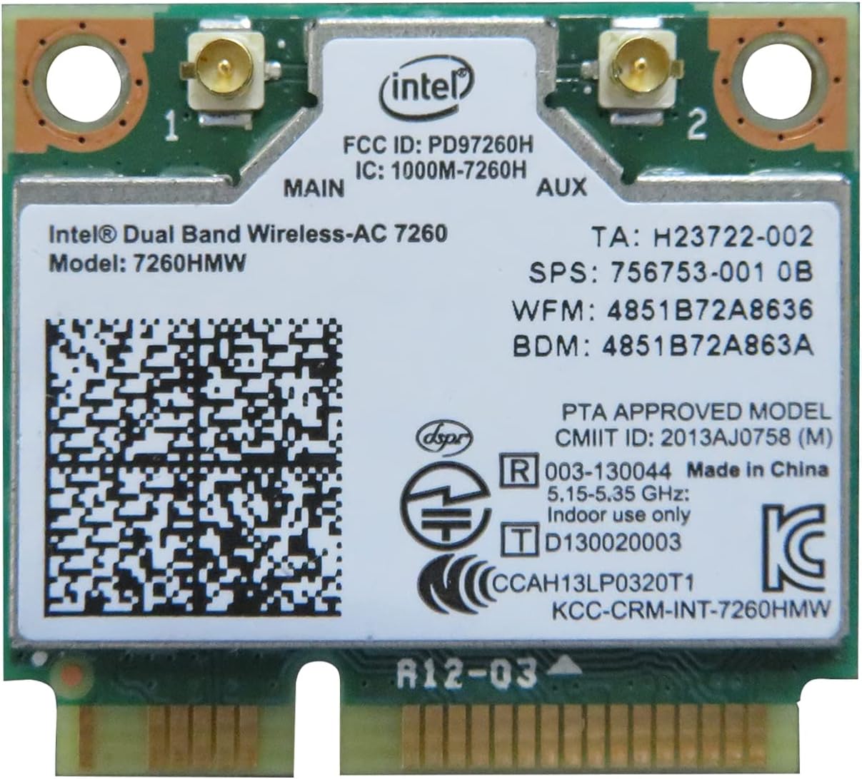 Amazon | Intel Dual Band Wireless-AC 7260 7260HMW 無線LAN WiFi ネットワークカード ...