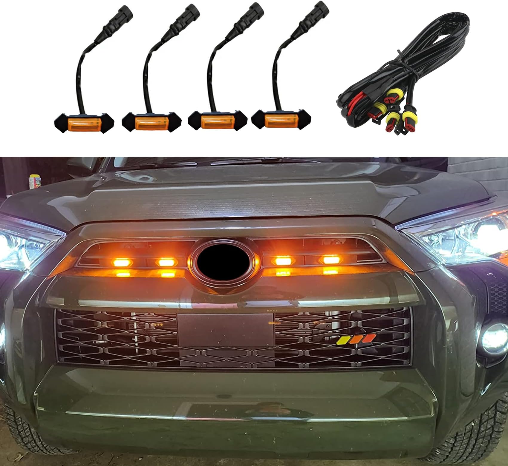 Amazon.com: 4PCS LED Grille Lights, Bright Amber LED Grill Lights with ...